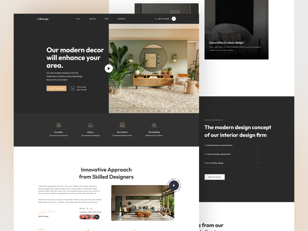 Indesign Interior design Website by Umair on Dribbble