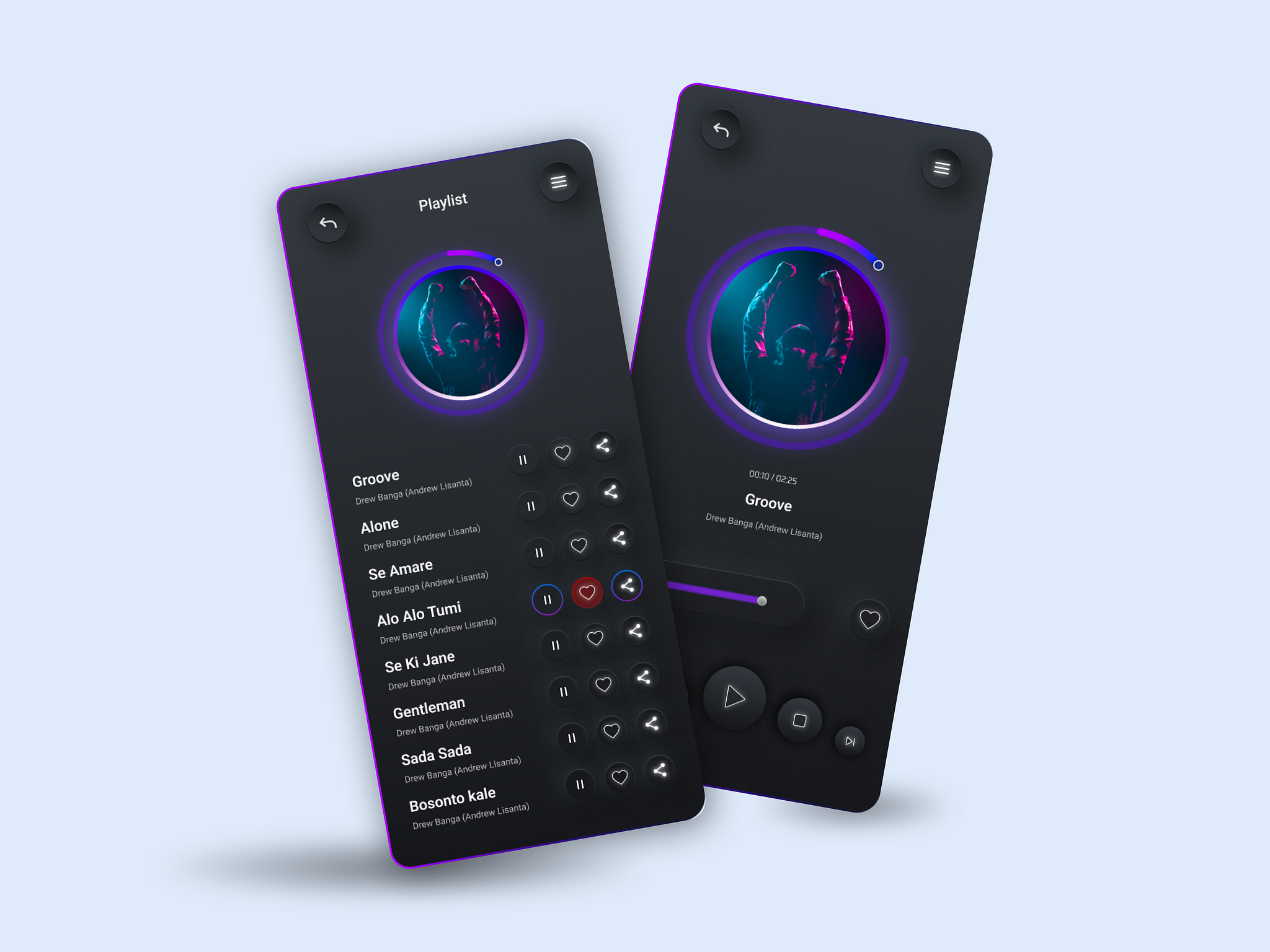 Dark Neumorphism Music Player App UI Design by Riaz Uddin on Dribbble