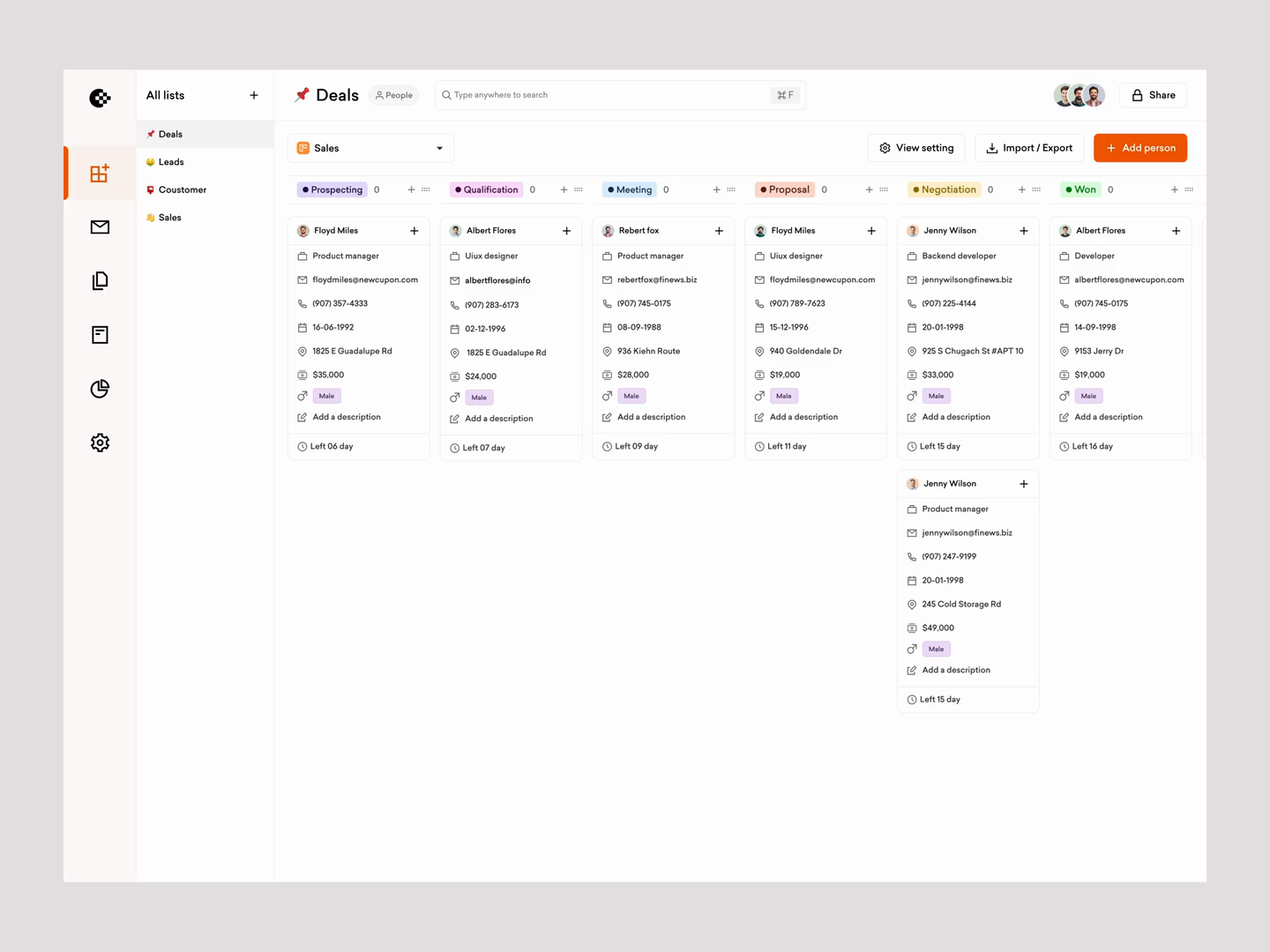 CRM Add Person Interaction by Shahid Miah UI UX Designer for Wavespace ...