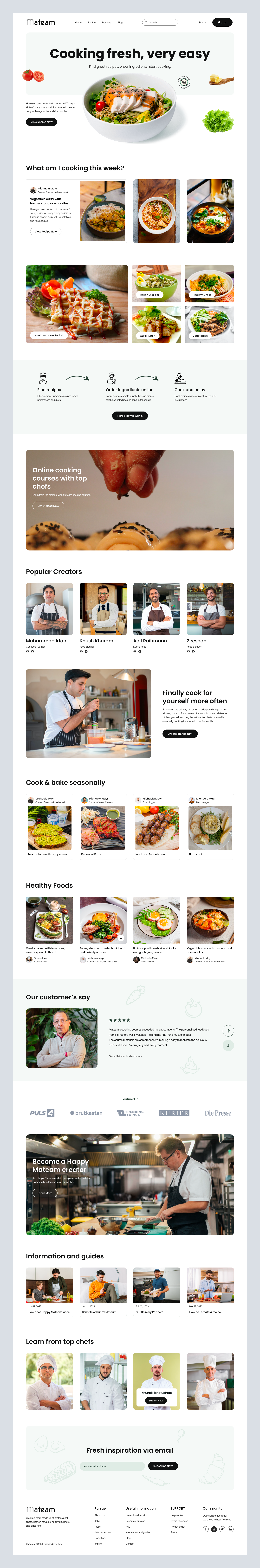 Online Cooking Recipe Website by Artiflow UI/UX Agency on Dribbble