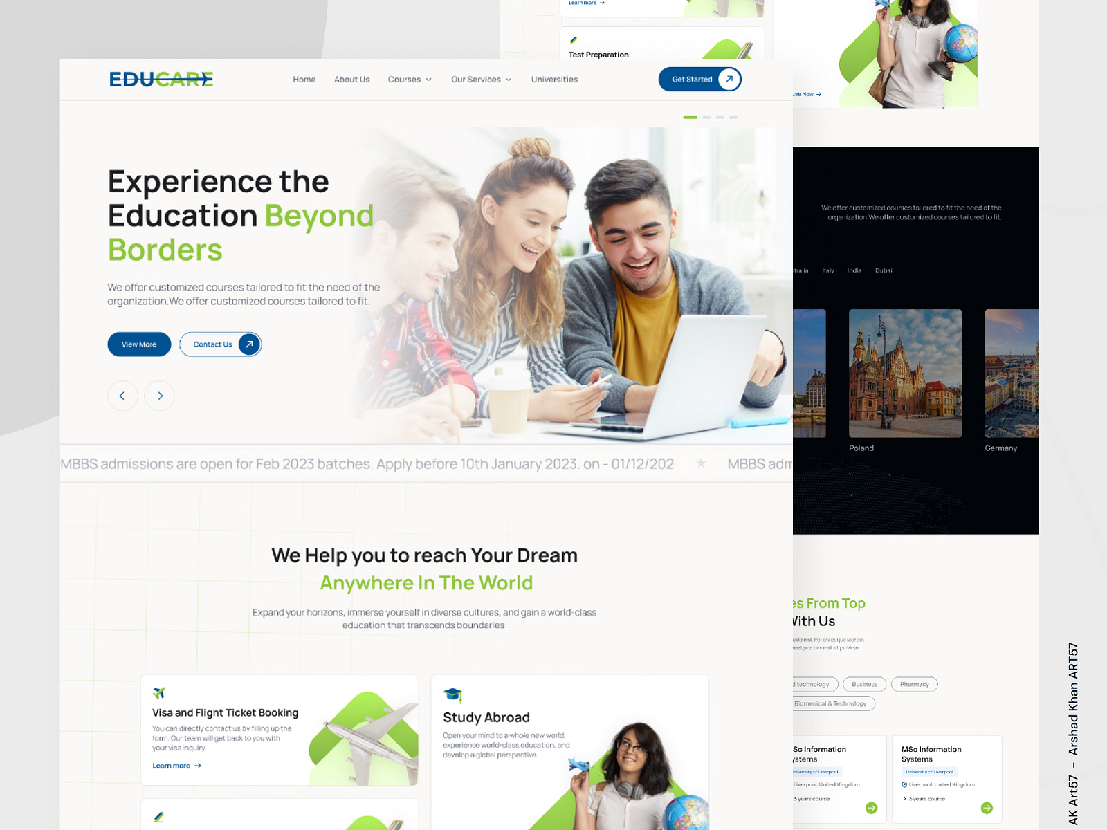 Study abroad website by Arshad Khan on Dribbble