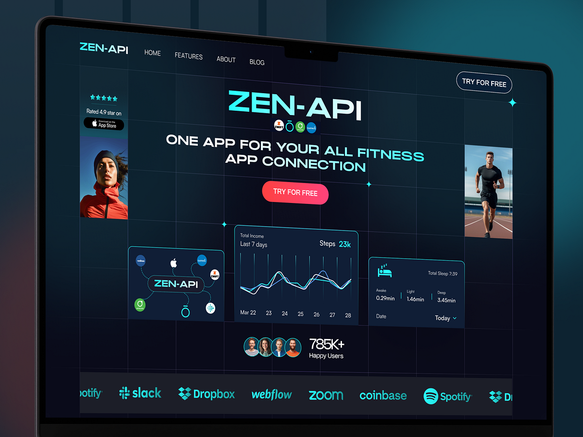 Landingpage UI design - Fitness APP API by Zumur Deb on Dribbble