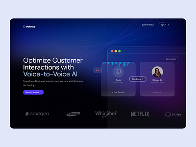 Voice-to-voice AI website design by Nwabuoku Solomon on Dribbble