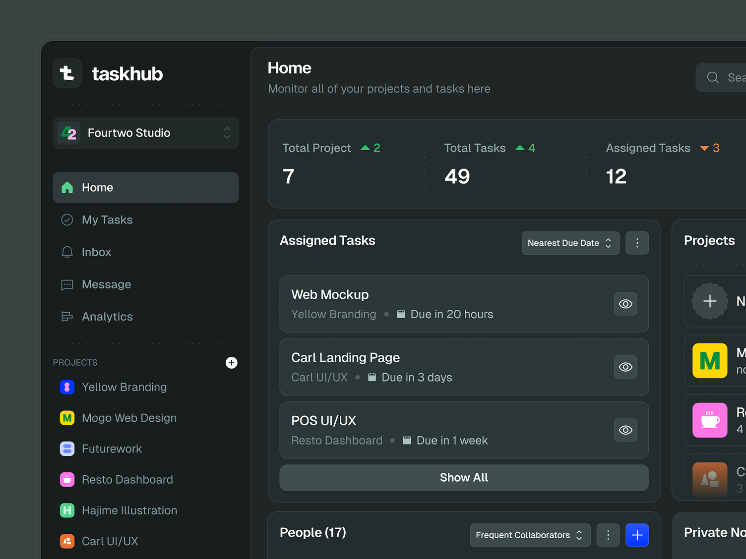 Task Management Dashboard (Dark Mode) by Nuha Maulana Ahsan 🦅 on Dribbble