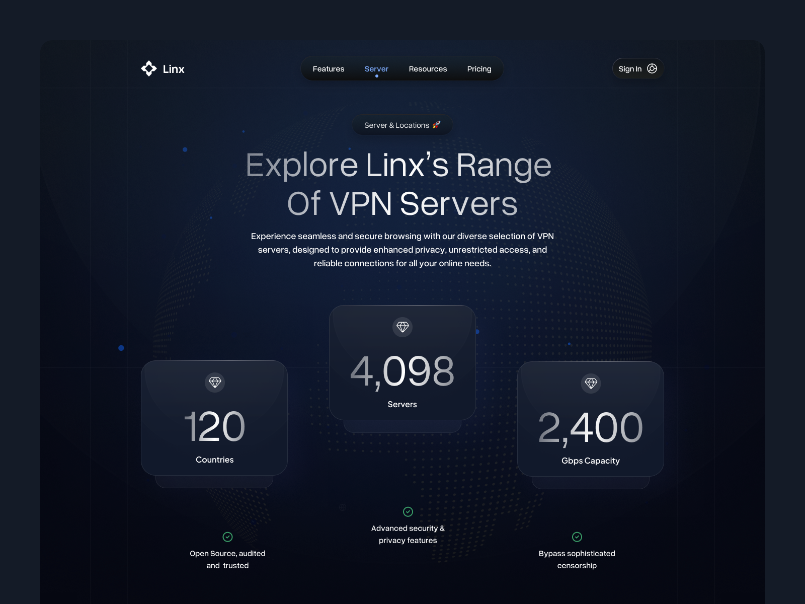 Linx - VPN Server Page 💻 by Repan 🍋 on Dribbble