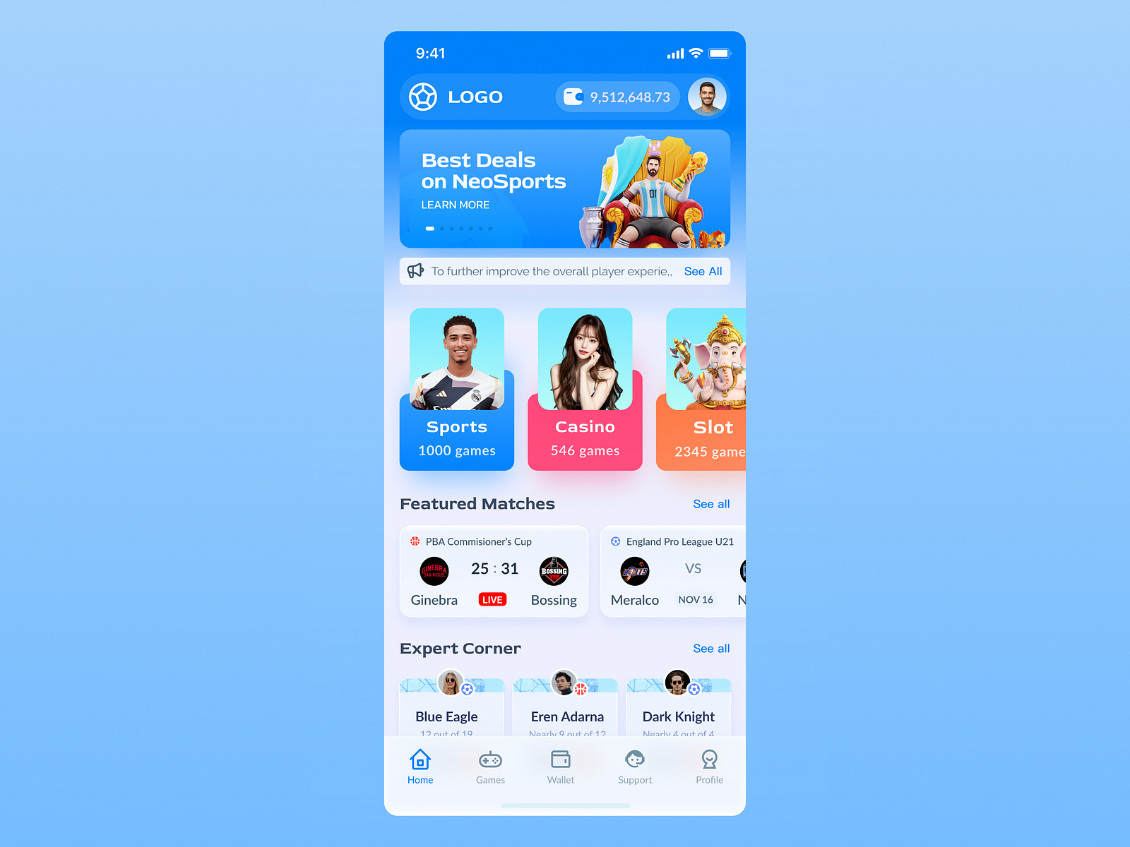 NeoSports App by Kenno Samulde for Airwards on Dribbble