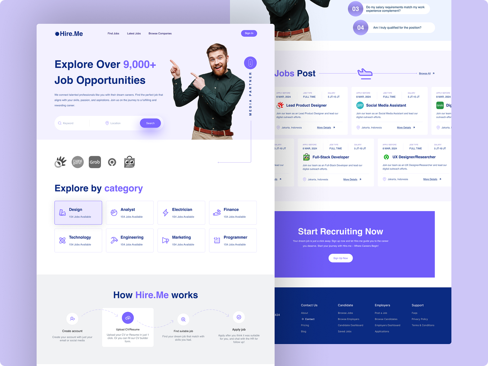 Hire.Me - Landing Page by Nabilla Zachra on Dribbble