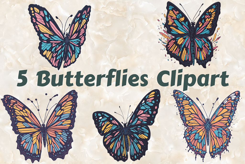 5 Butterflies PNGs Clipart by Aimen Bashir on Dribbble
