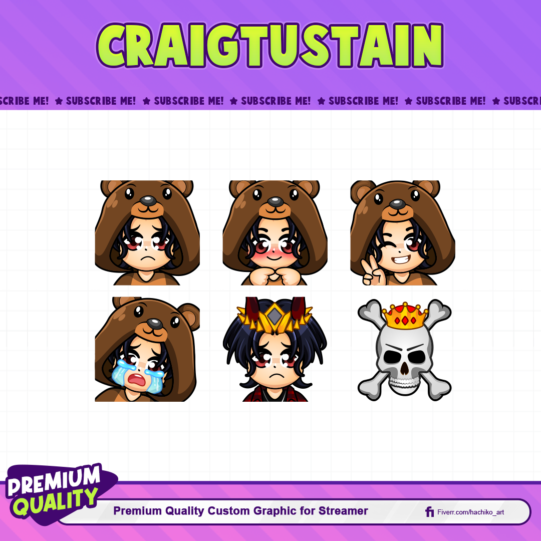 Chibi Girl Custom Emotes For Twitch, Kick Discord By Hachiko_Art by ...