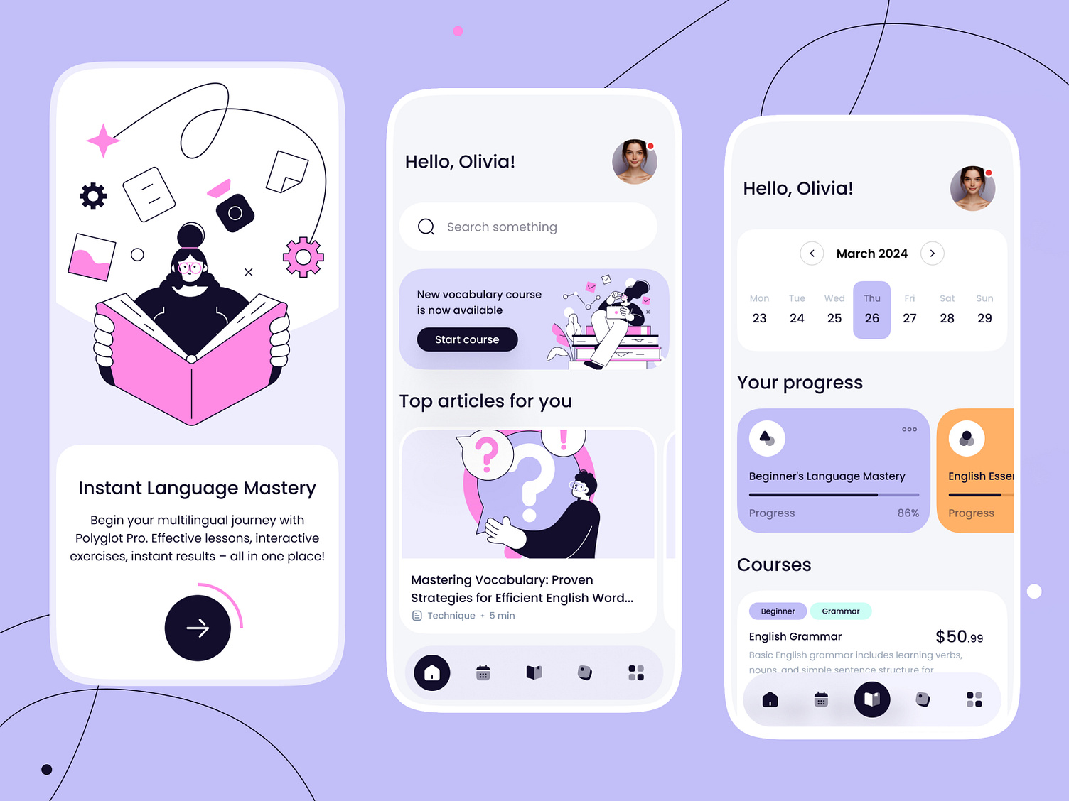 English courses - App design by Anastasia Golovko on Dribbble