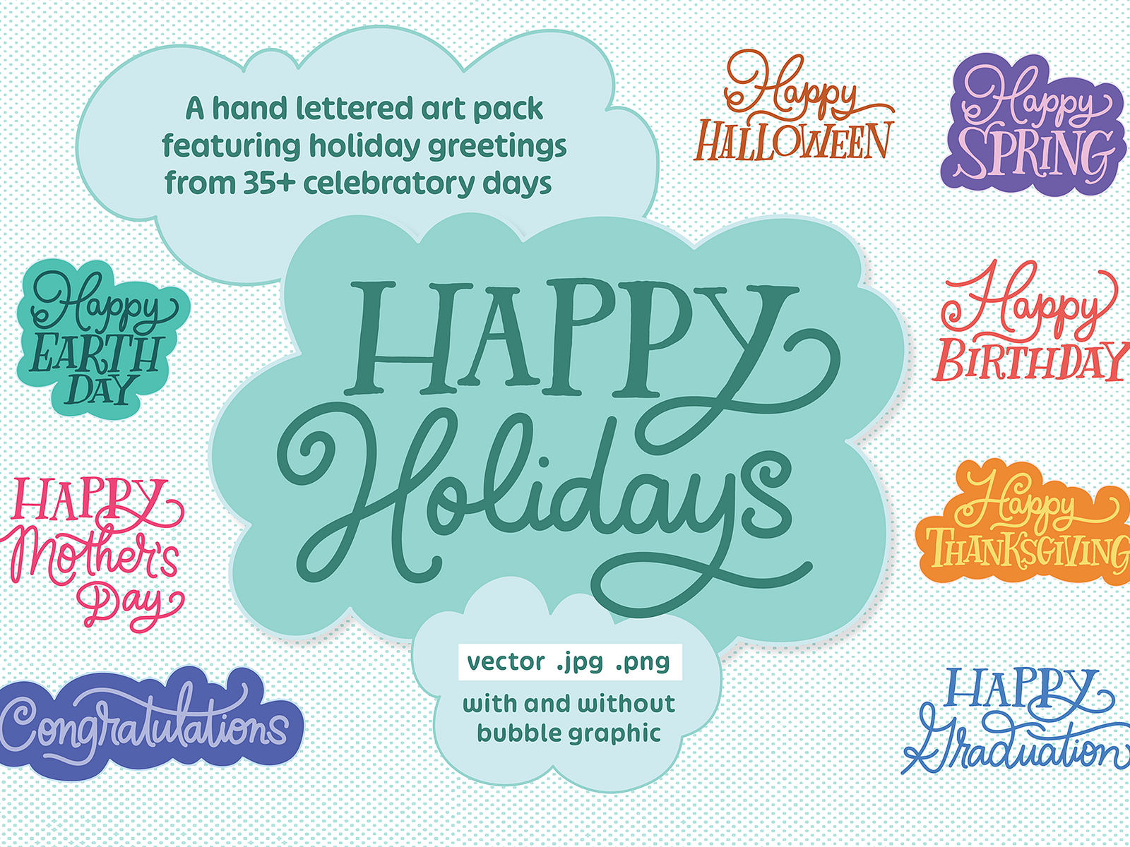 Wordy Hand Lettering Holidays Pack by Madeline on Dribbble
