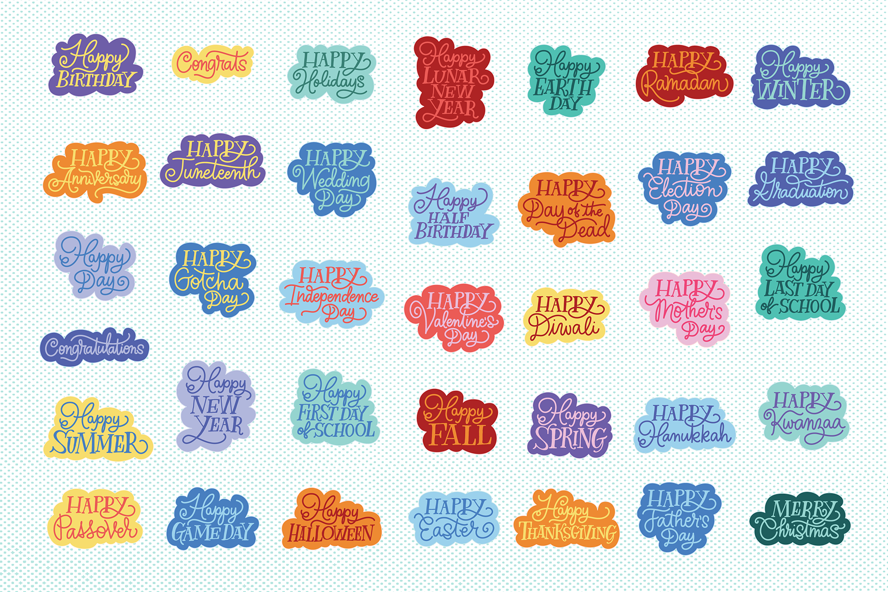 Wordy Hand Lettering Holidays Pack by Madeline on Dribbble