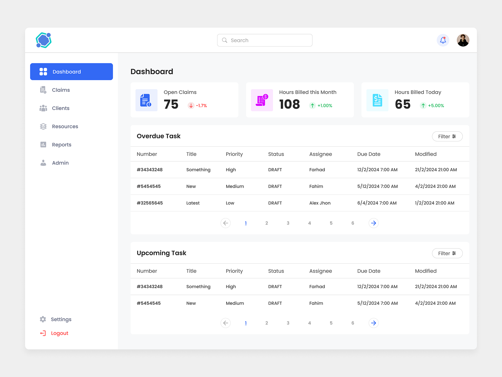 Claims Management Dashboard by Mohammed Faisal Morshed on Dribbble