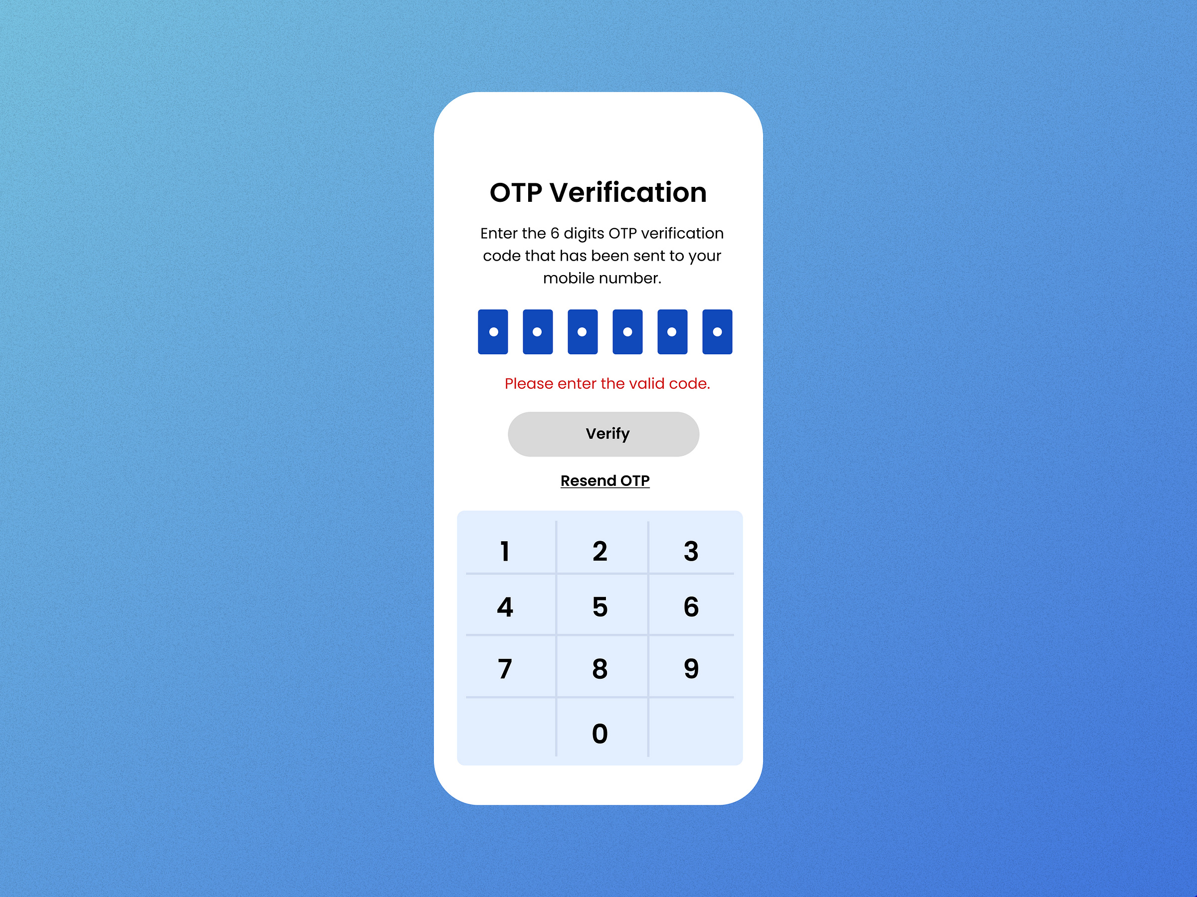 OTP verification error screen design by Soundharya on Dribbble