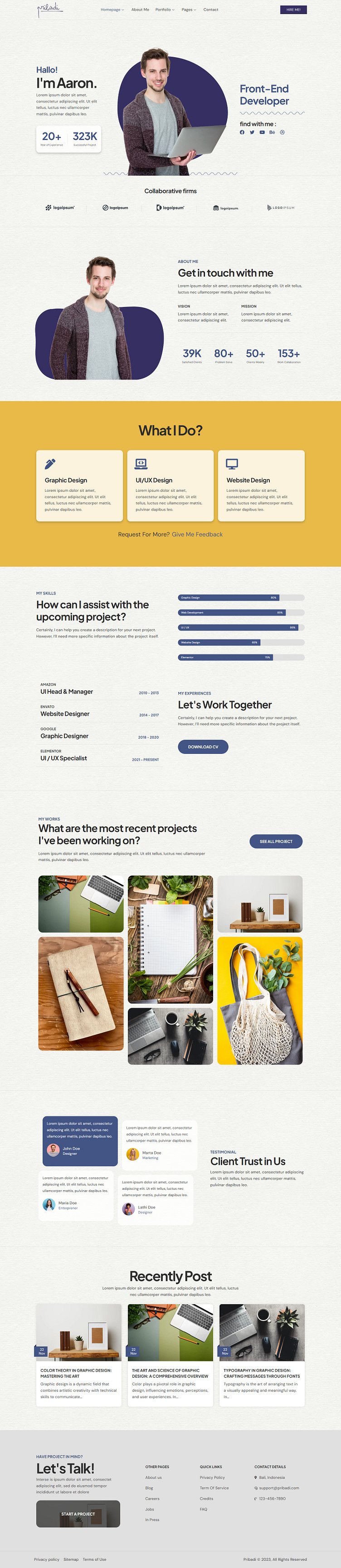 Personal Portfolio & Resume Website Design by Shazal Kazi on Dribbble