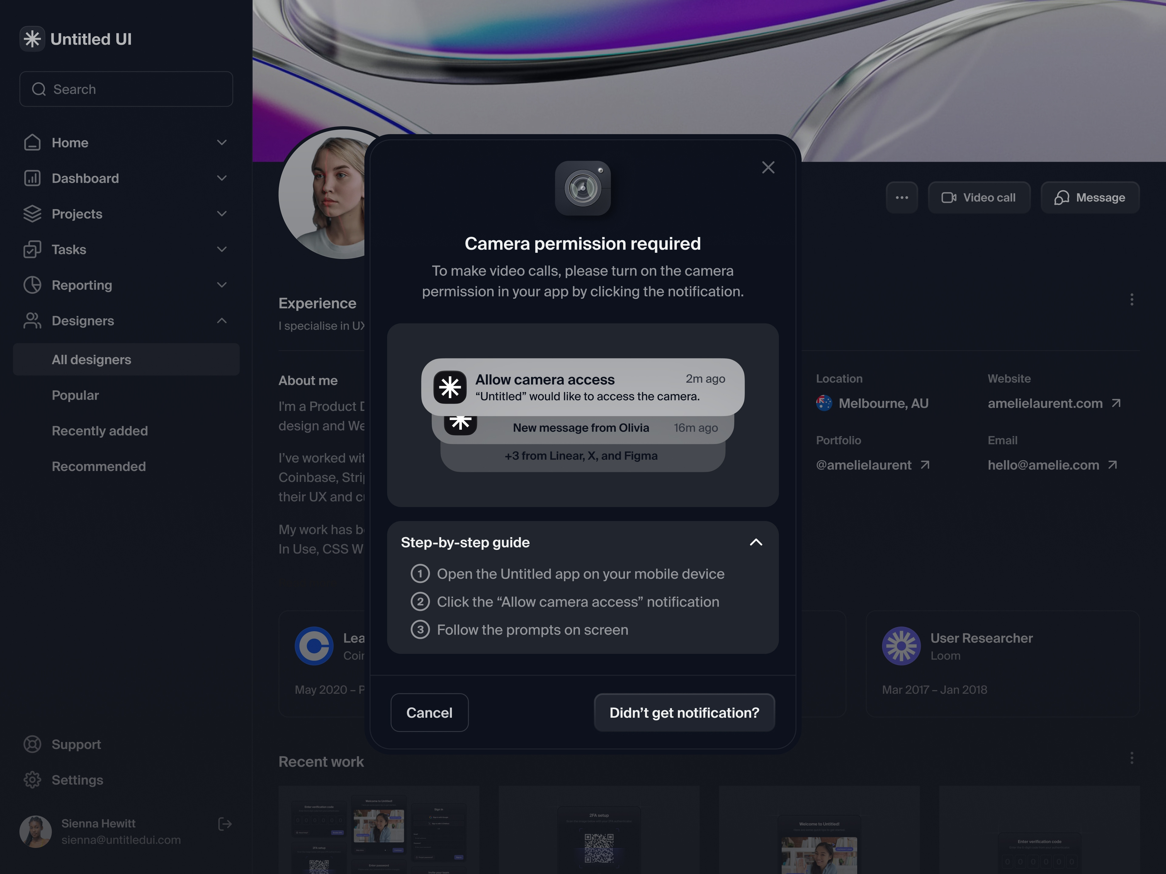 Camera permission — Untitled UI by Jordan Hughes® on Dribbble