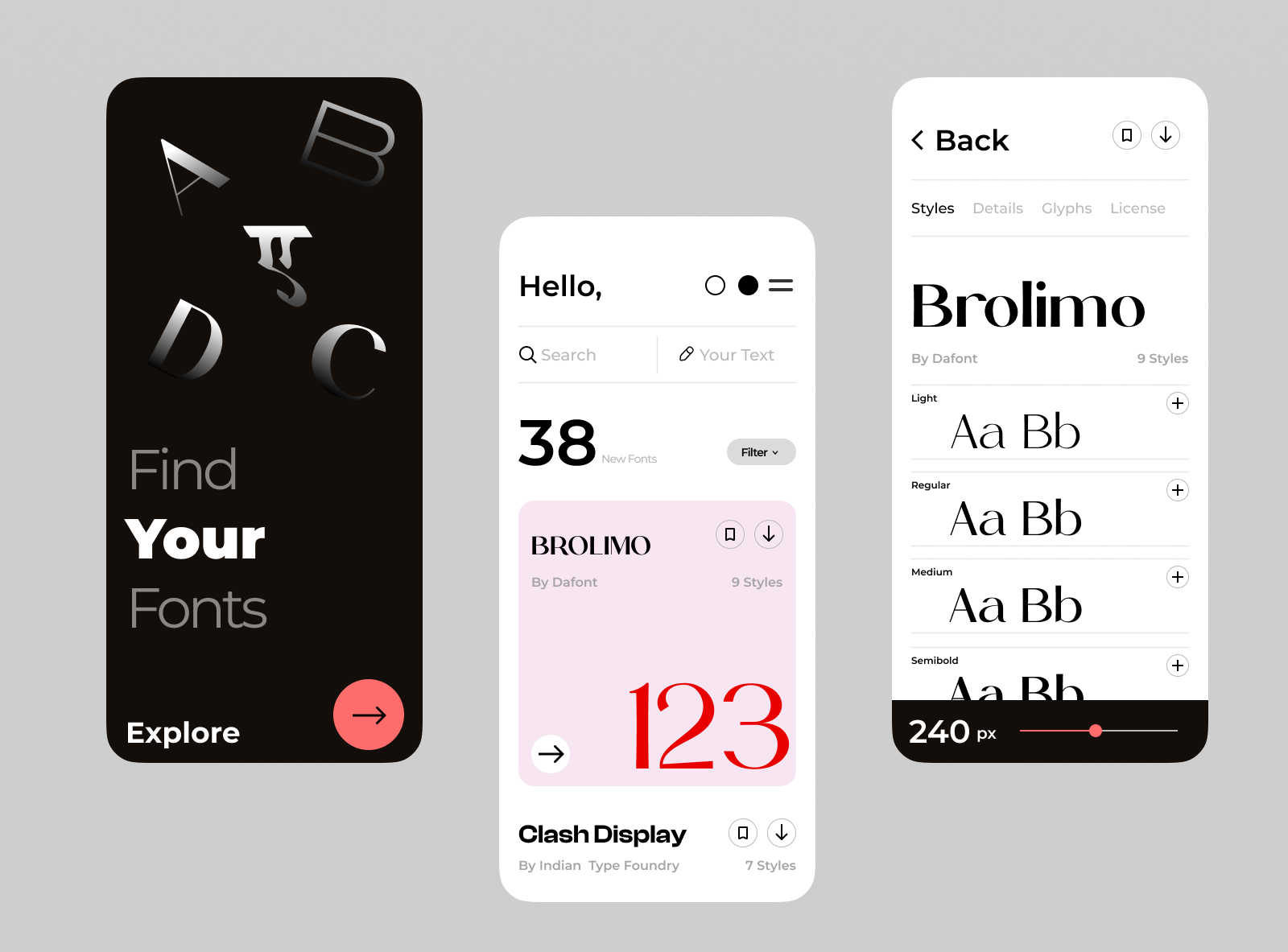 UI Exploration: Fonts App by Mohit Agnihotri on Dribbble