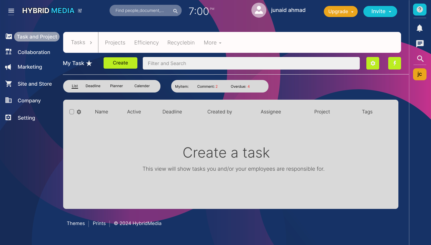 Dashboard for project management by Junaid UI on Dribbble