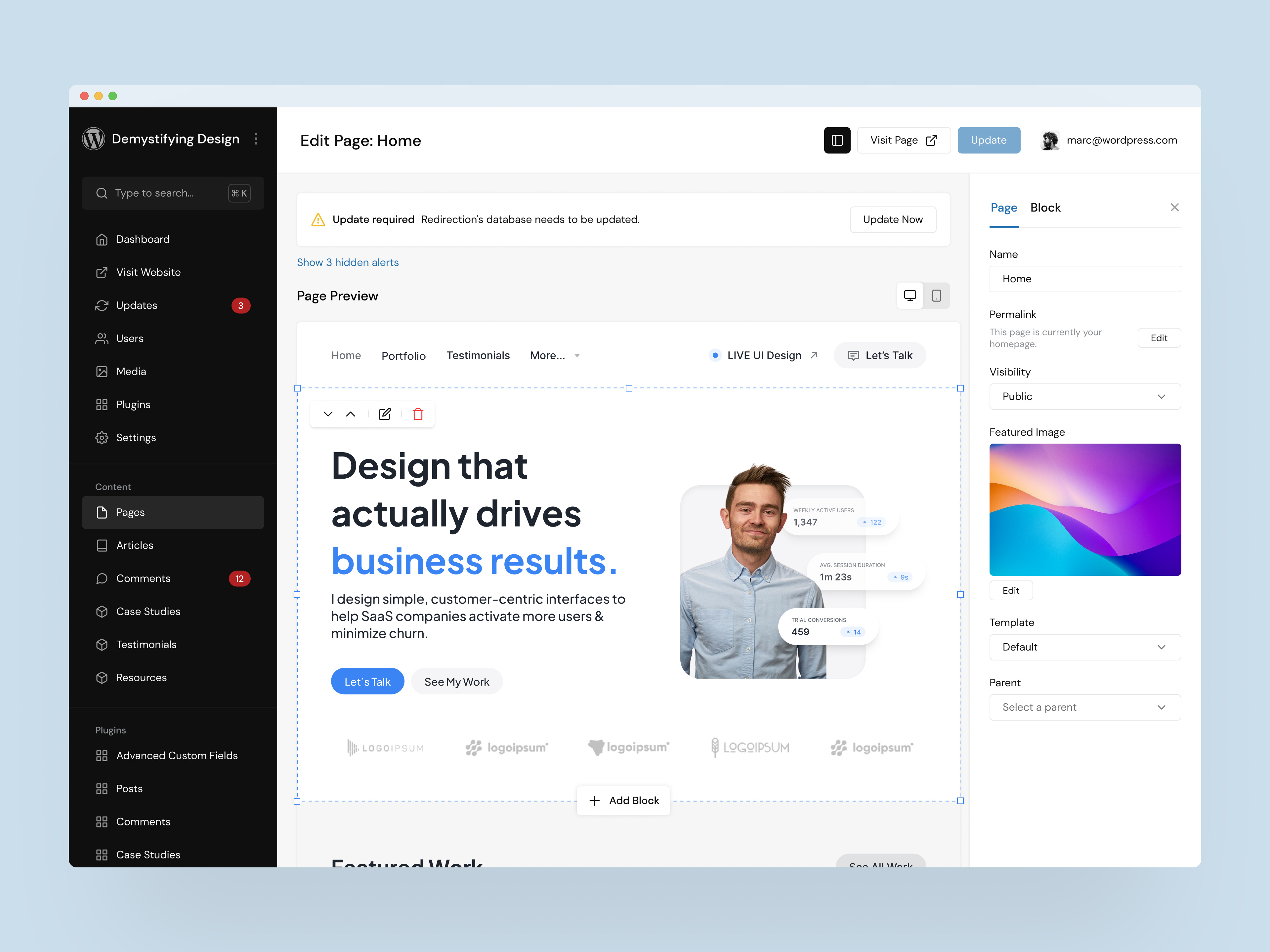 WordPress Dashboard Redesign by Marc McDougall on Dribbble