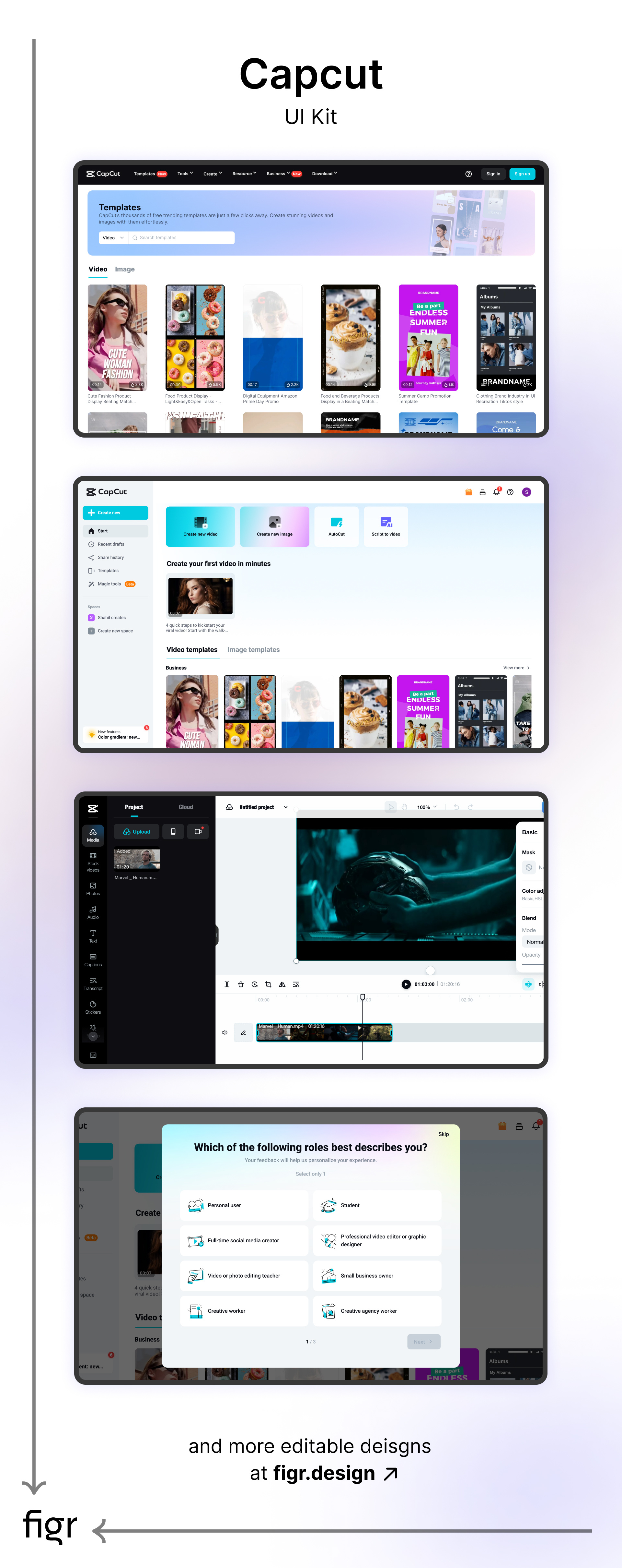 Make Capcut UI your own by Figr Design on Dribbble