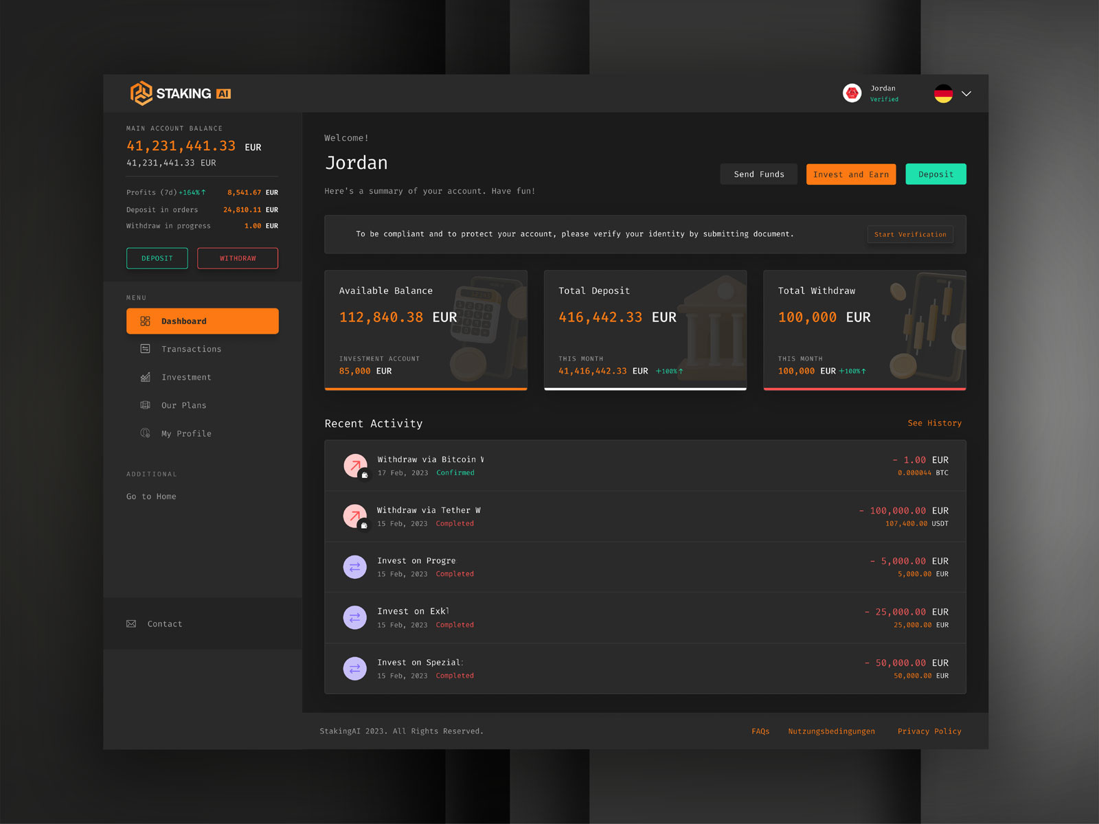 Crypto AI Staking Investment UI UX Admin Dashboard Web3 App by Extej UI ...