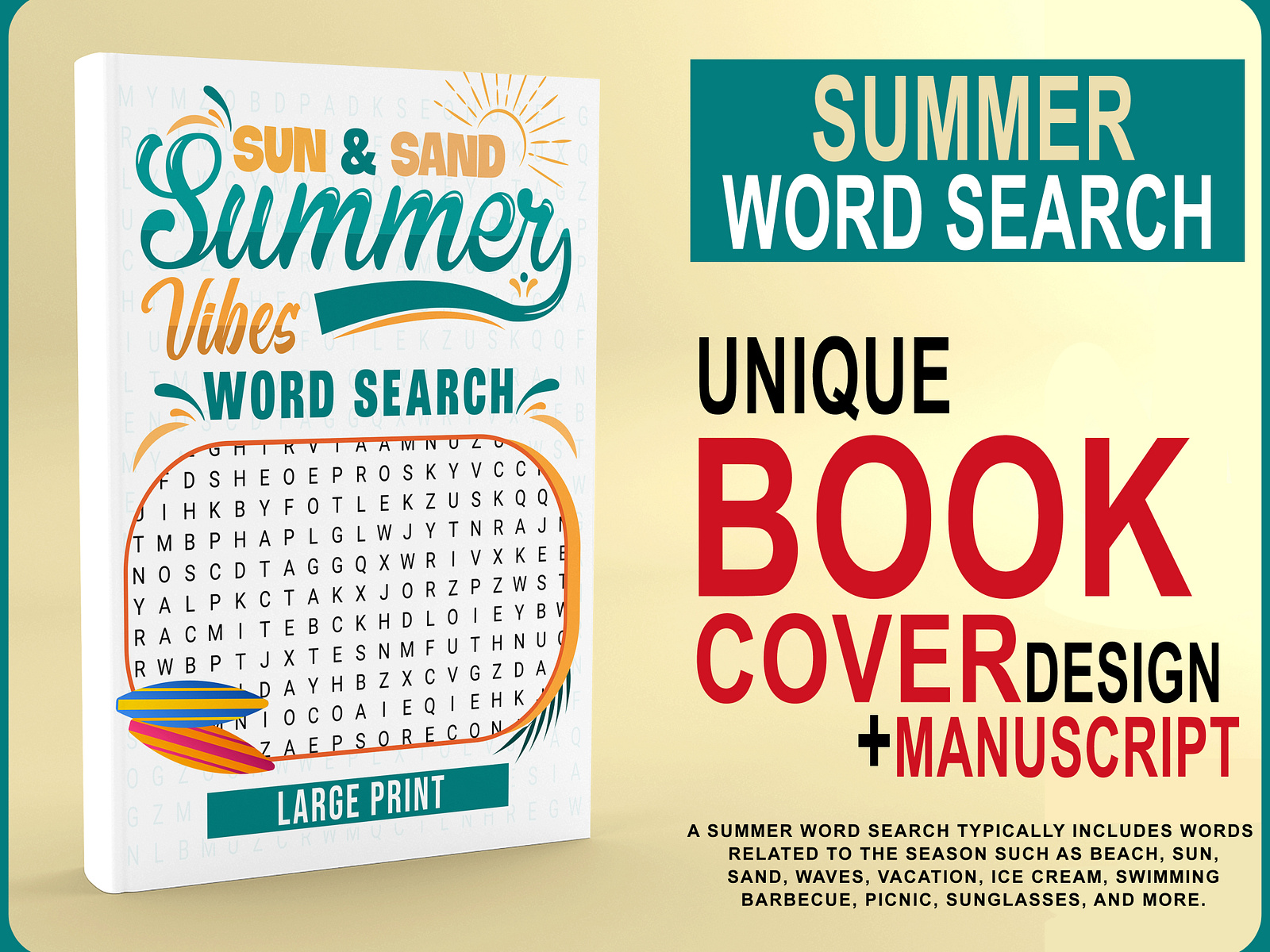 Summer Word Search Book Cover by TechPeak Crafts on Dribbble