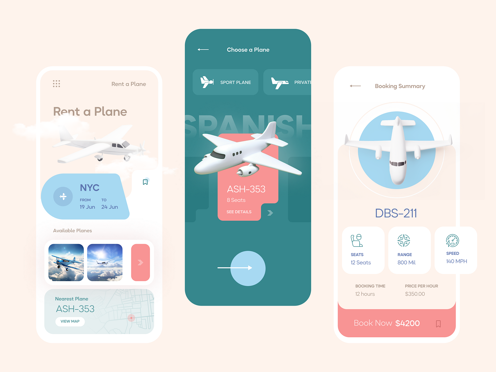 Plane Rental Mobile App by Szymon Dziukiewicz for Joyce on Dribbble