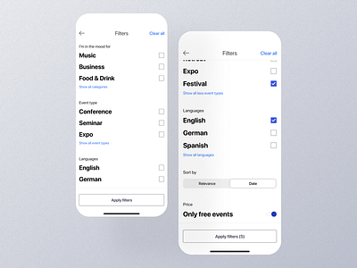 Filters Mobile App Ui by UI Ants on Dribbble