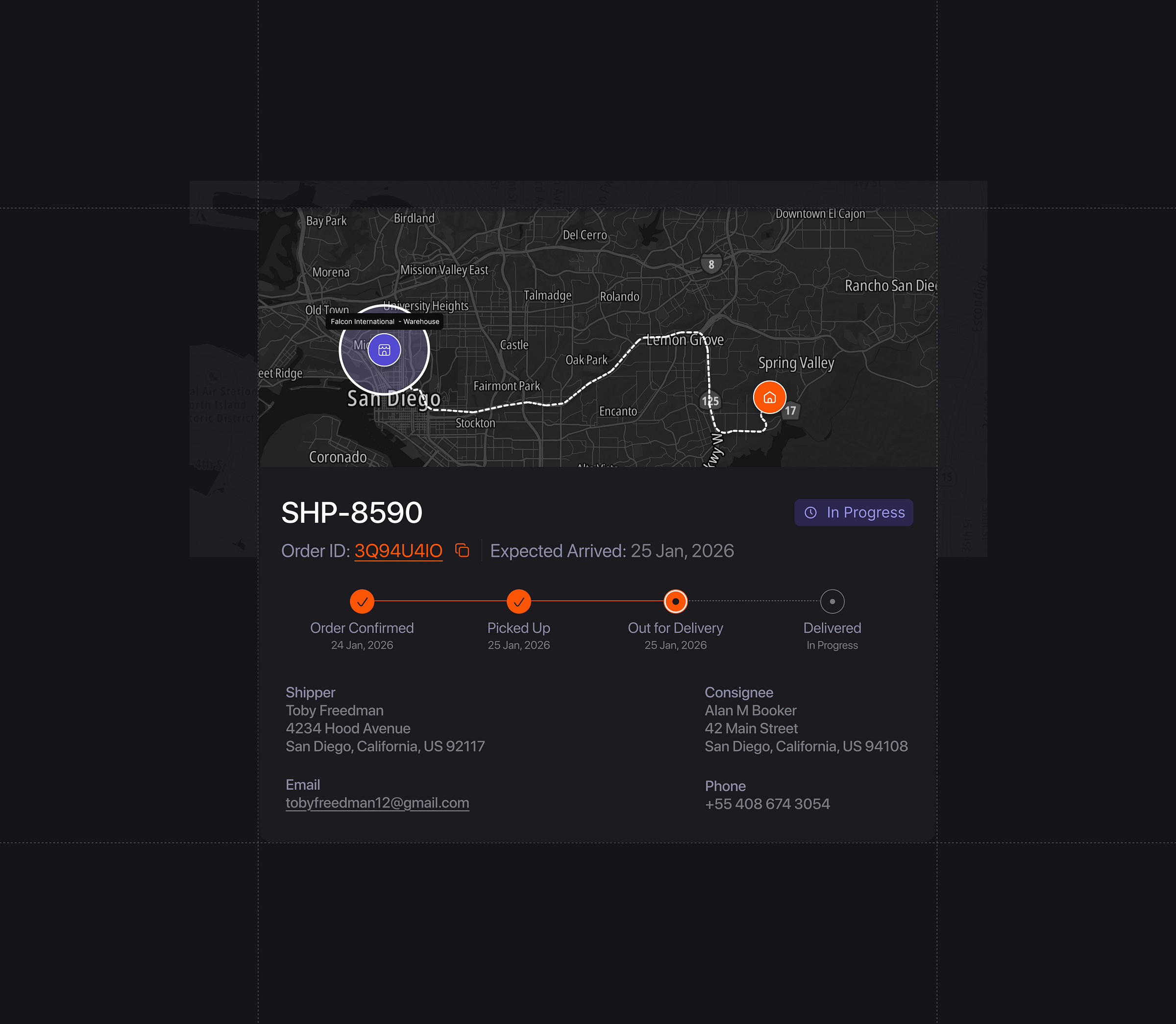 shipping tracking / dark theme. by Youssef Mahmoud on Dribbble