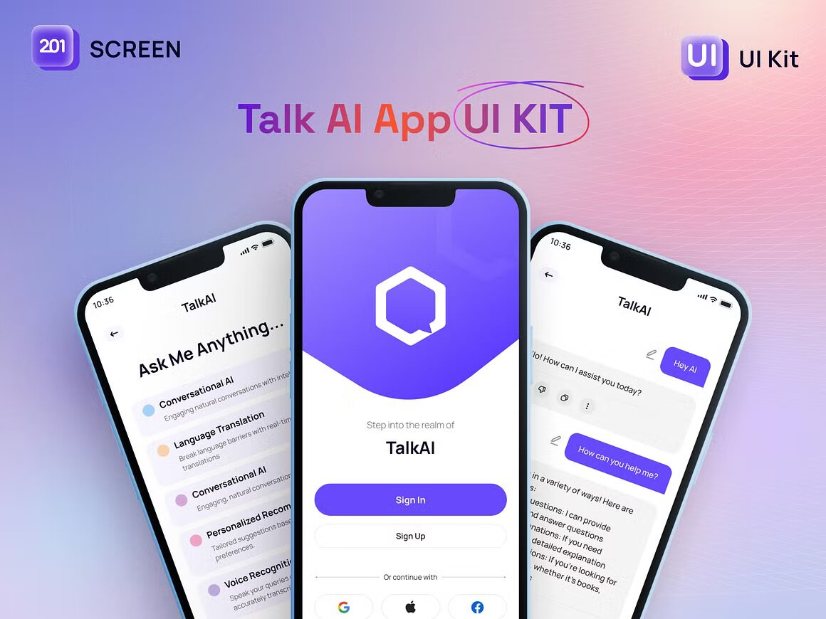 Talkai - Ai Chabot app UI KIT by Design Laboratory on Dribbble
