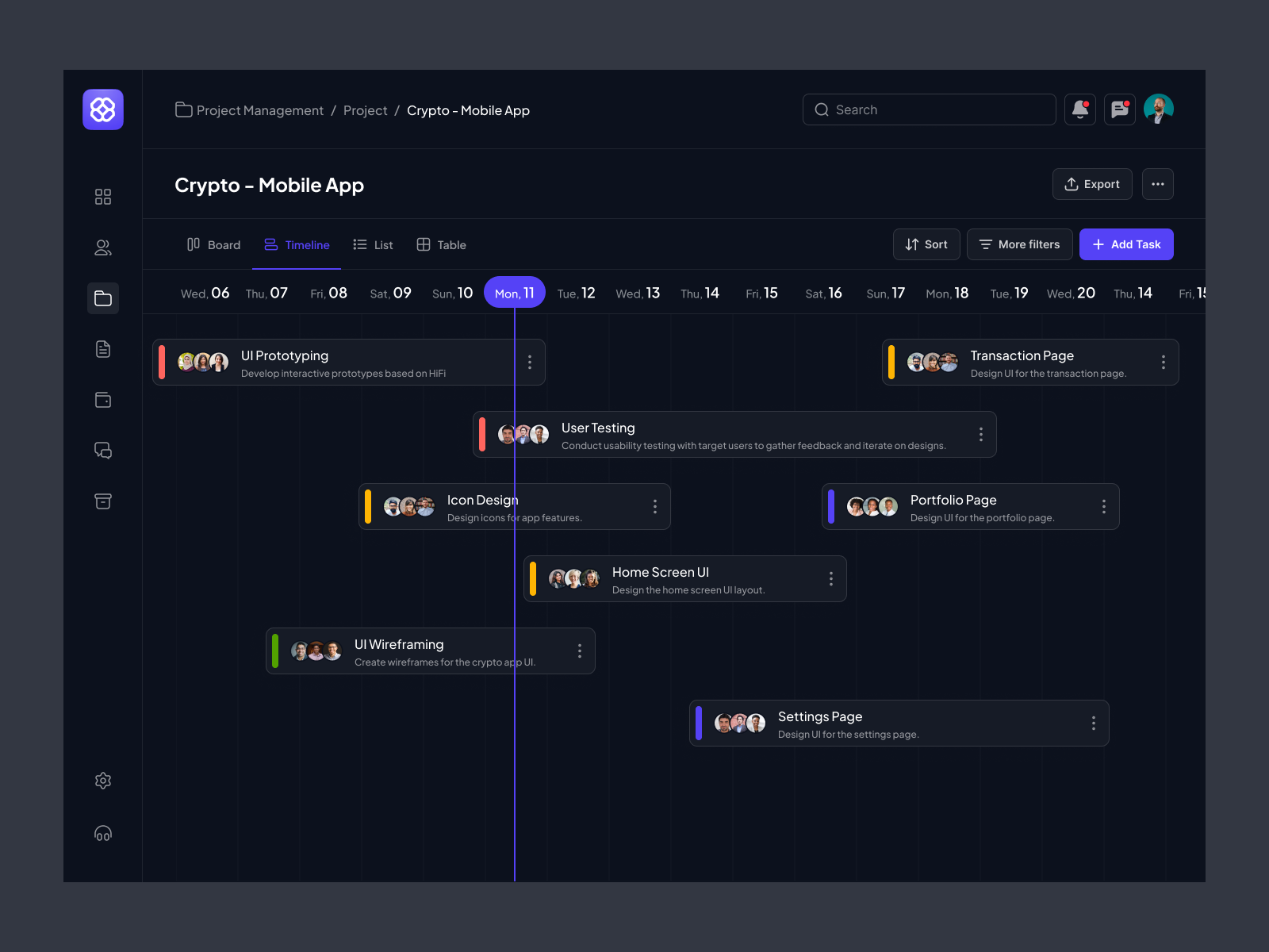 Timeline Project View by Product SAAS for UI8 on Dribbble