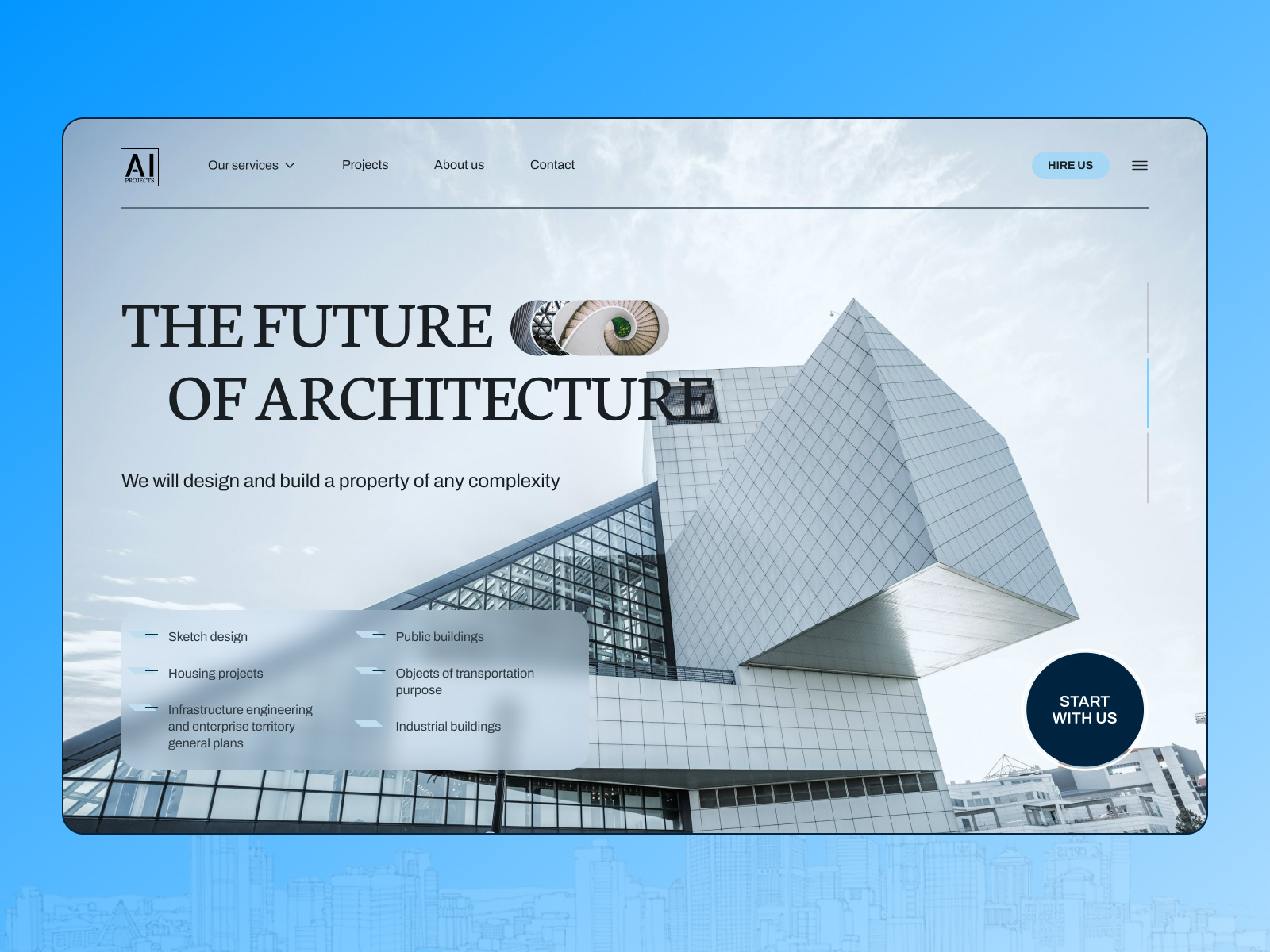 Main page design concept for Architecture agency by Andrey on Dribbble