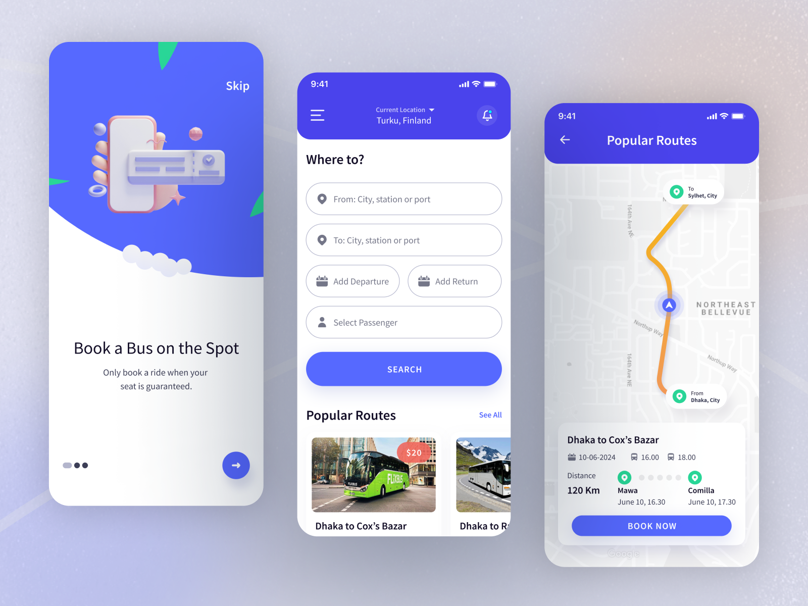 Foli Bus Booking App UI Kit by ARC Digital Agency on Dribbble
