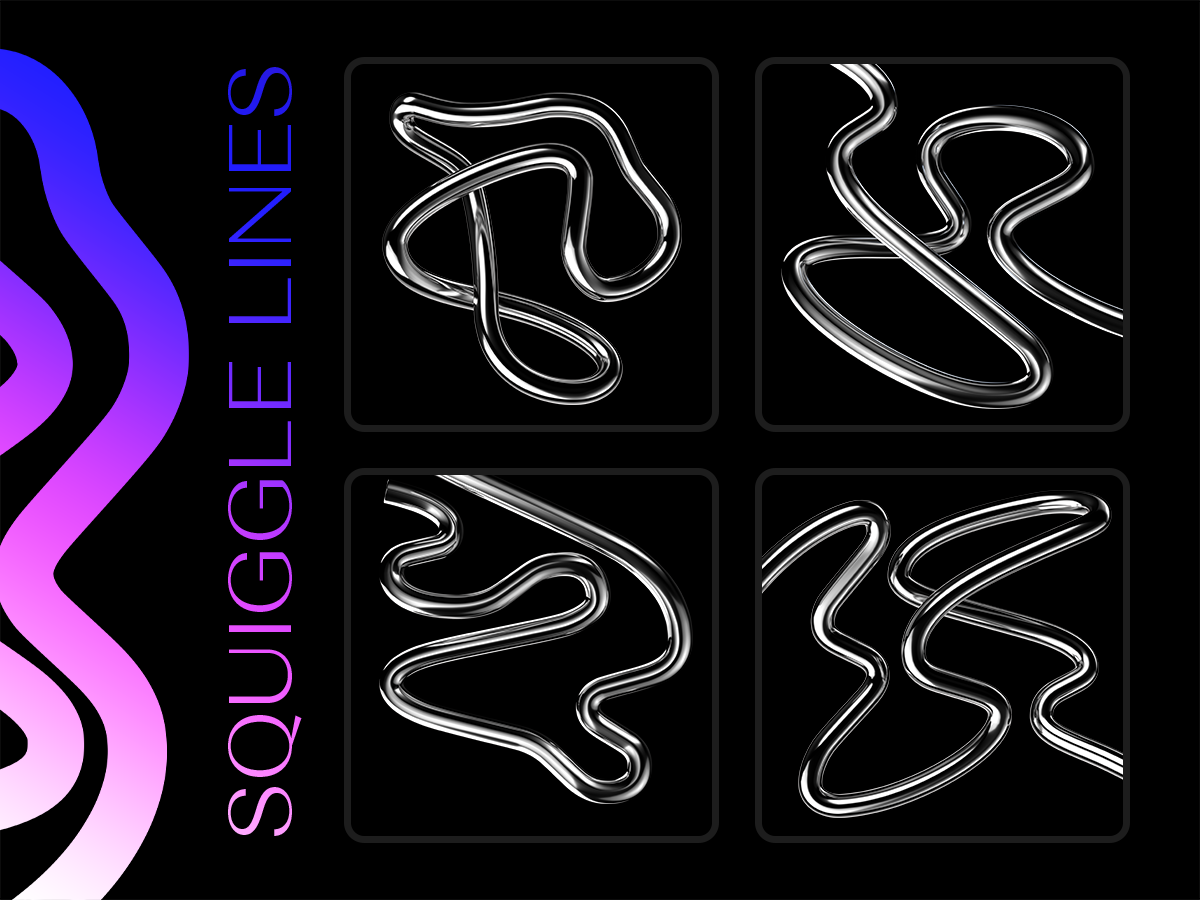 Quirky squiggle metallic lines by Paul Rover on Dribbble