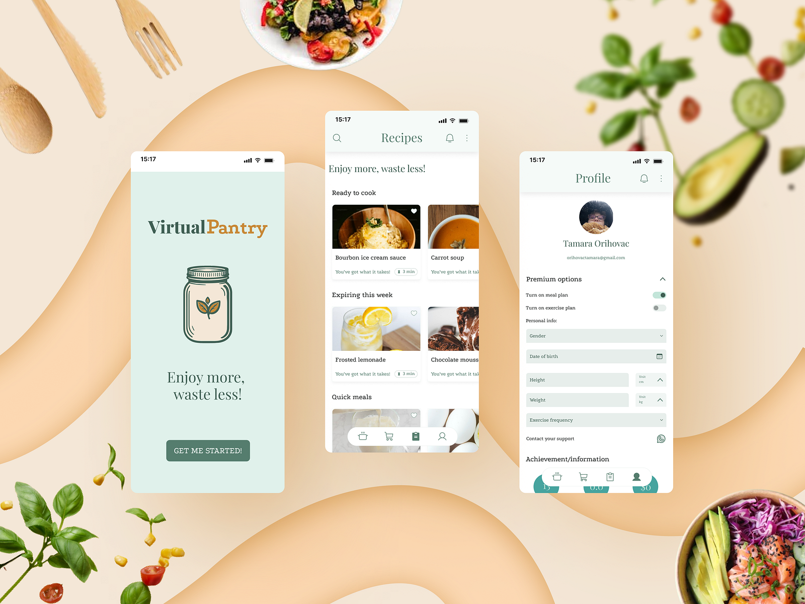 Virtual pantry app design by Tamara Orihovac on Dribbble
