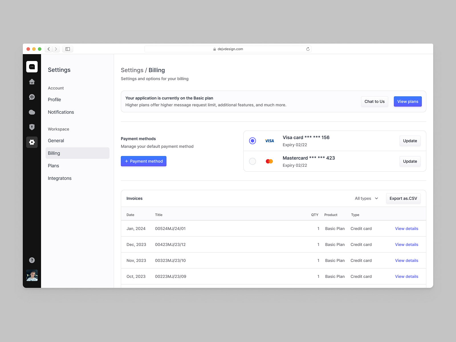 AI Chatbot - Plans Billing Settings by Dawid Jankowski on Dribbble