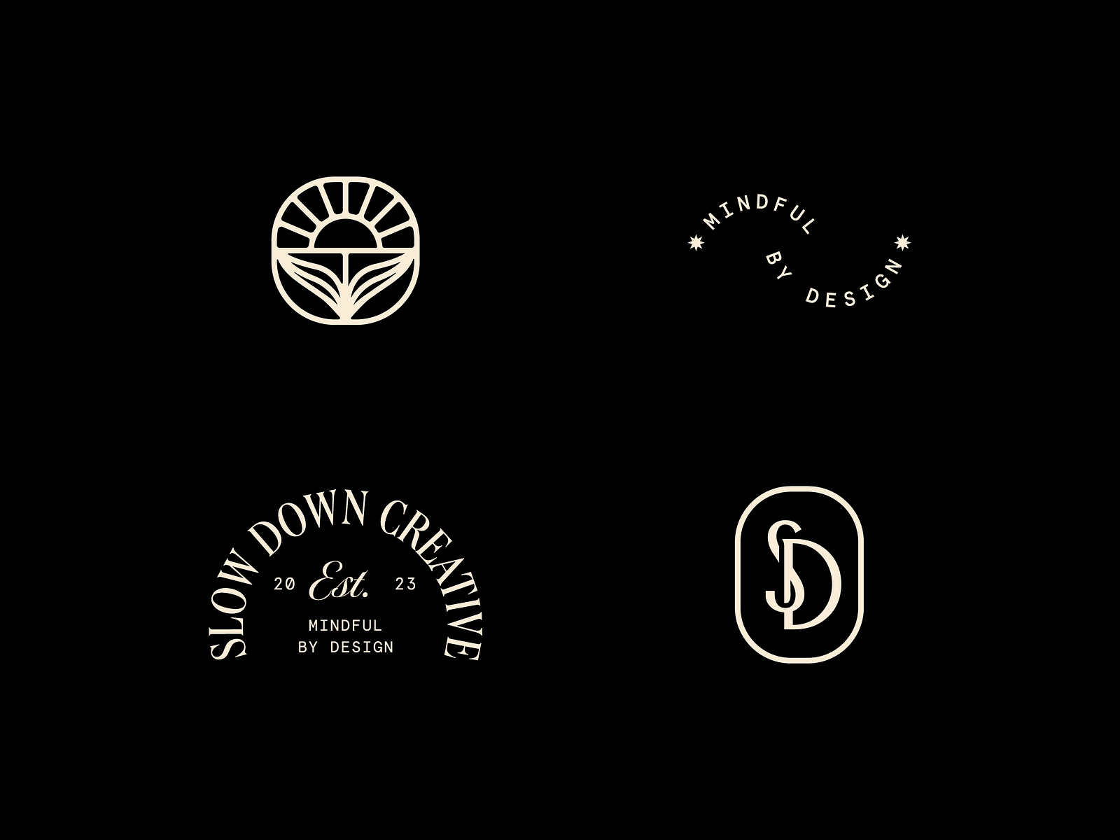 Logomark & Badges for Slow Down Creative by Ash Zimiga on Dribbble