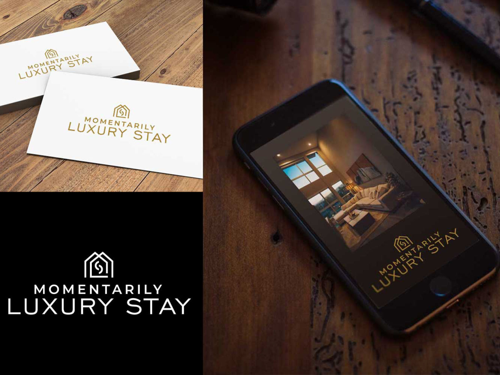 Momentarily Luxury Stay logo design by MΛR!O on Dribbble