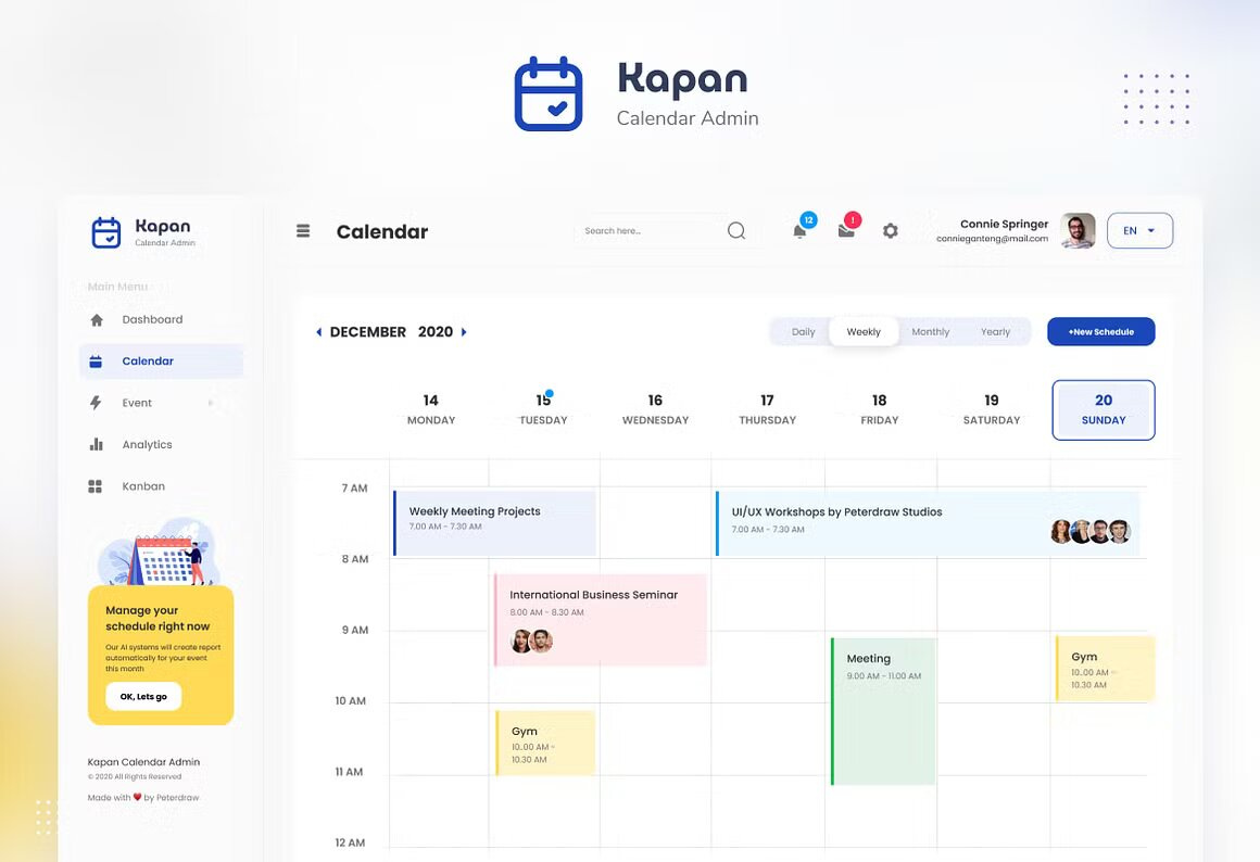 Kapan - Calendar Admin Dashboard UI by Design Laboratory on Dribbble