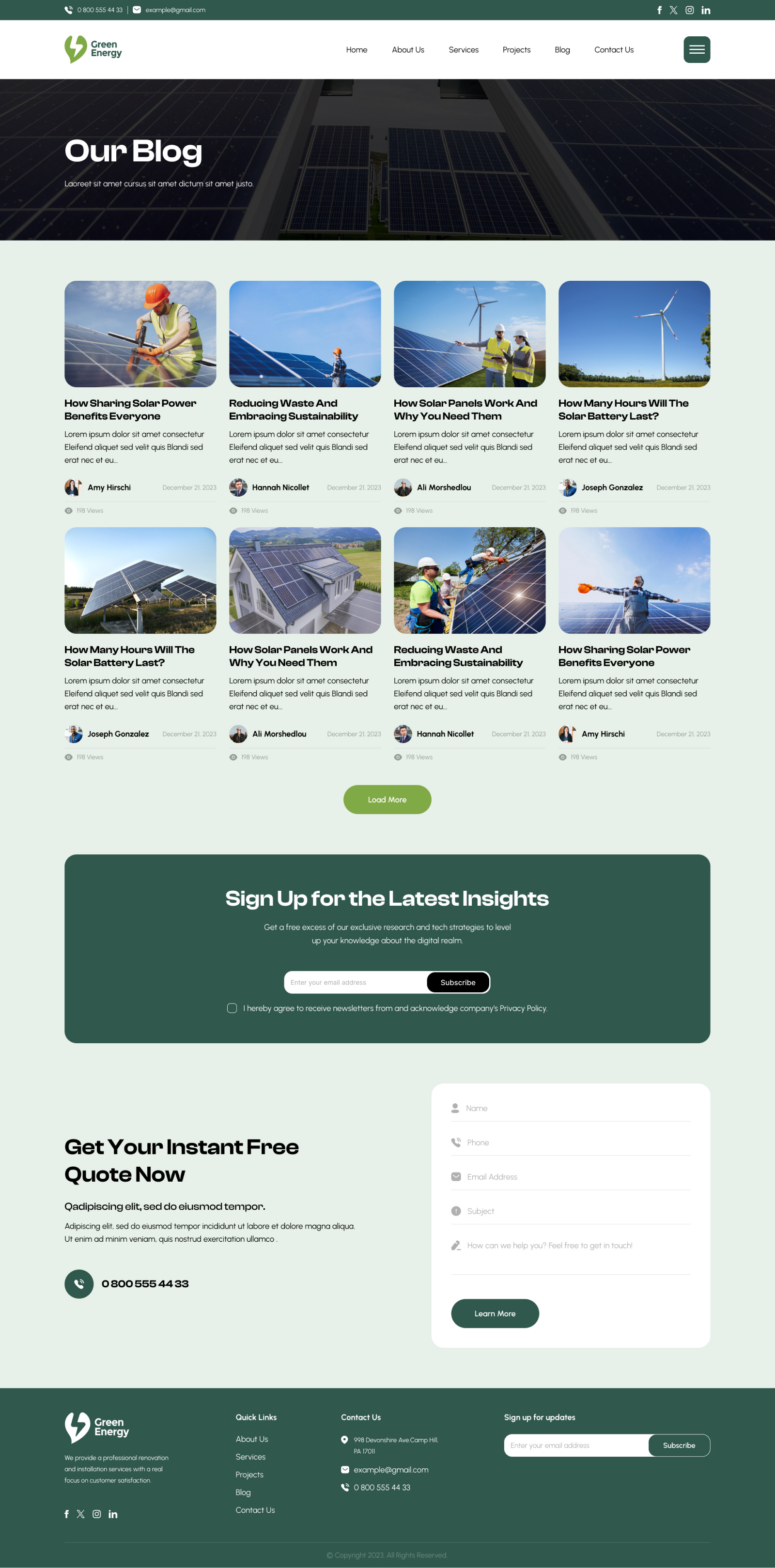 Solar Blog Webpage UI Design by IndyLogix Solutions on Dribbble