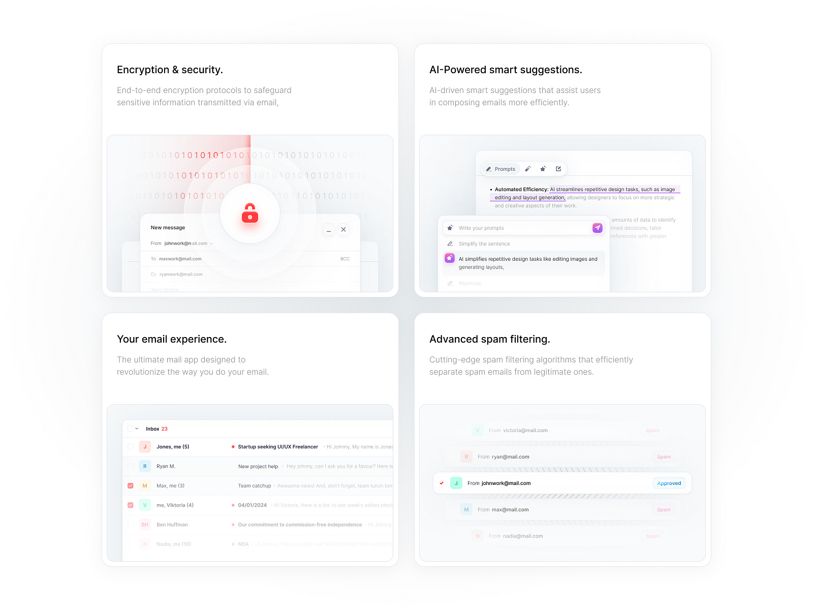 Email Features - Bento Grid by J. Kyorov on Dribbble
