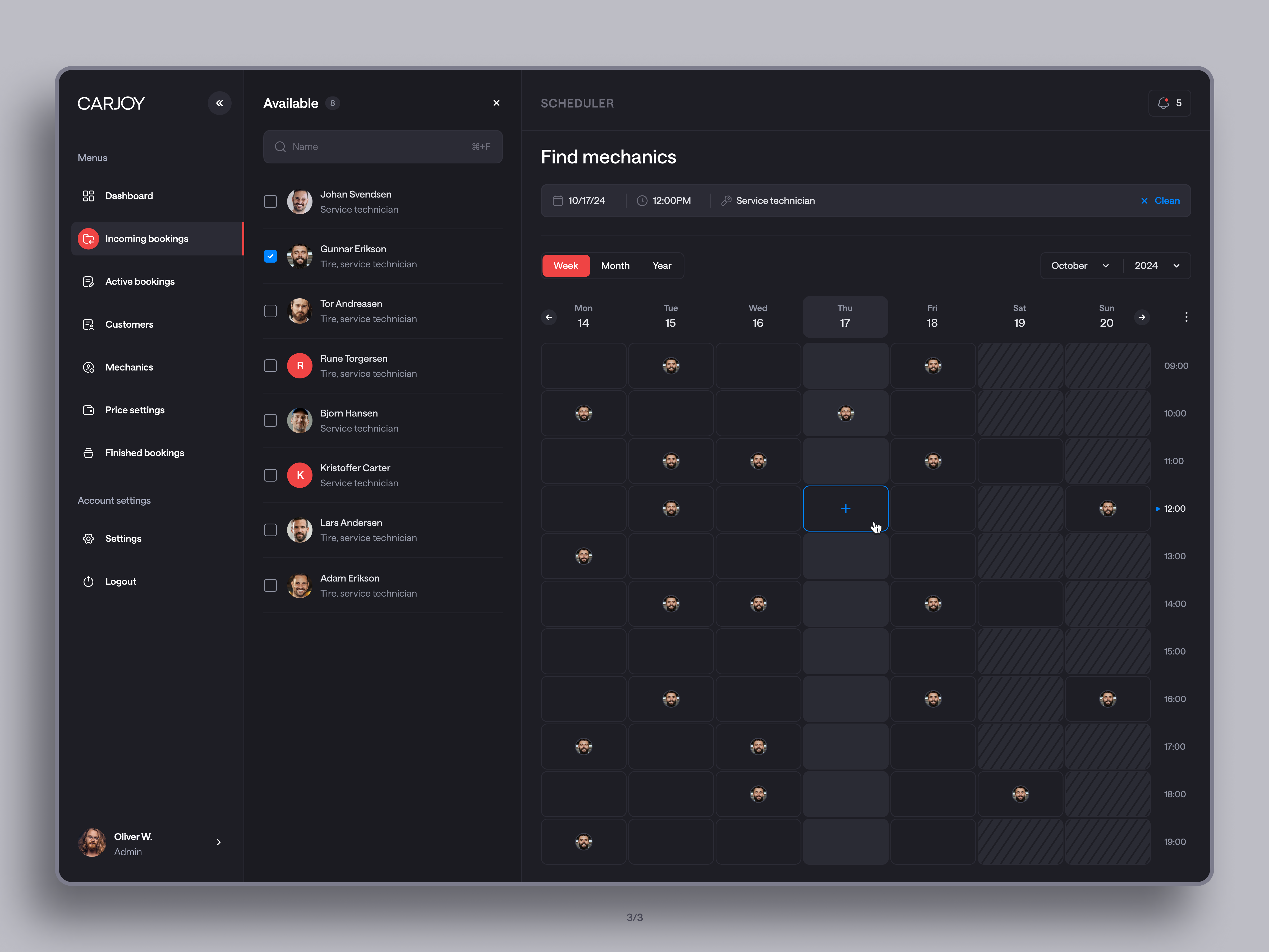 Admin app for car service. Scheduler by Olena Synianska for Gotoinc on ...
