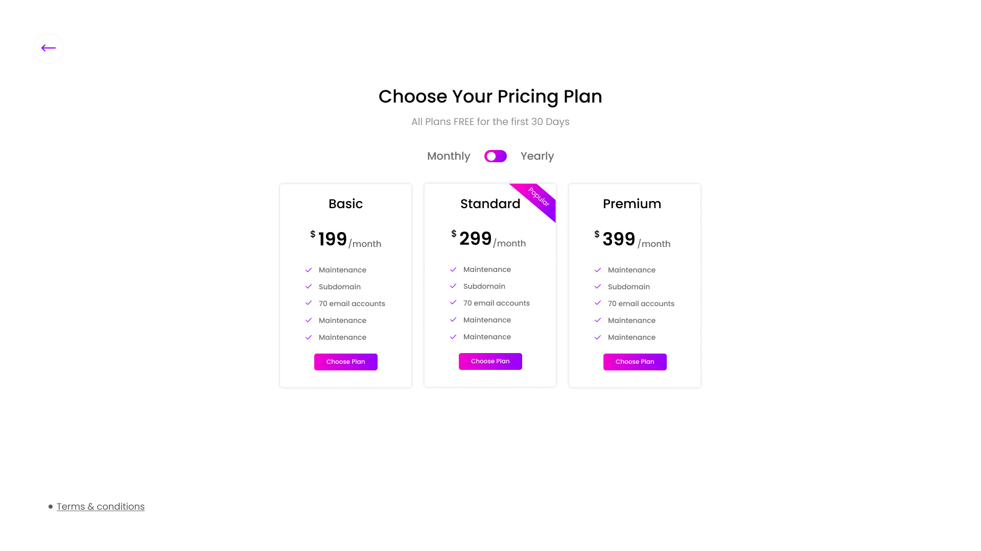 Intuitive Pricing Plan Interface UI Design by MD Najmul Hasan on Dribbble