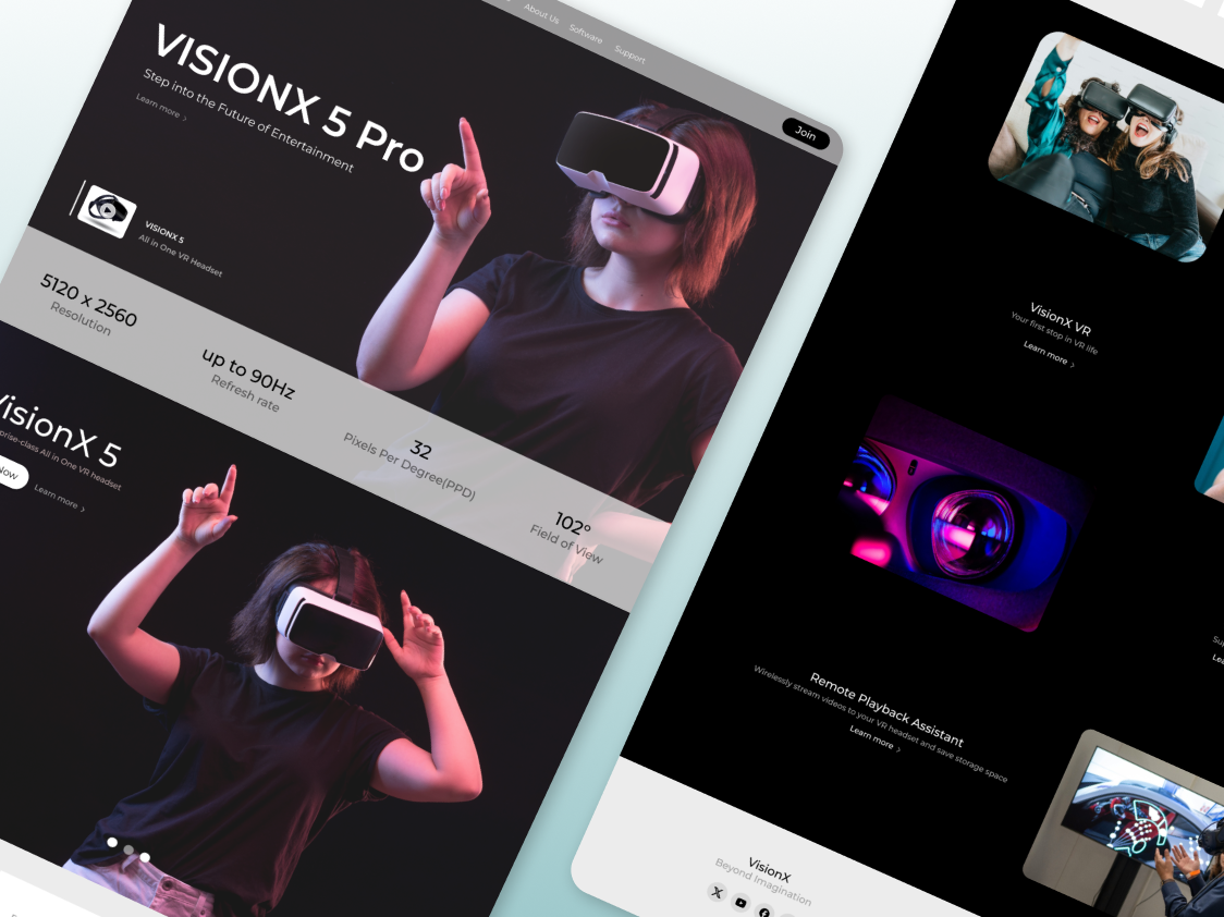 Dark Theme VR Headset Website UI Design by Saad Hassan on Dribbble