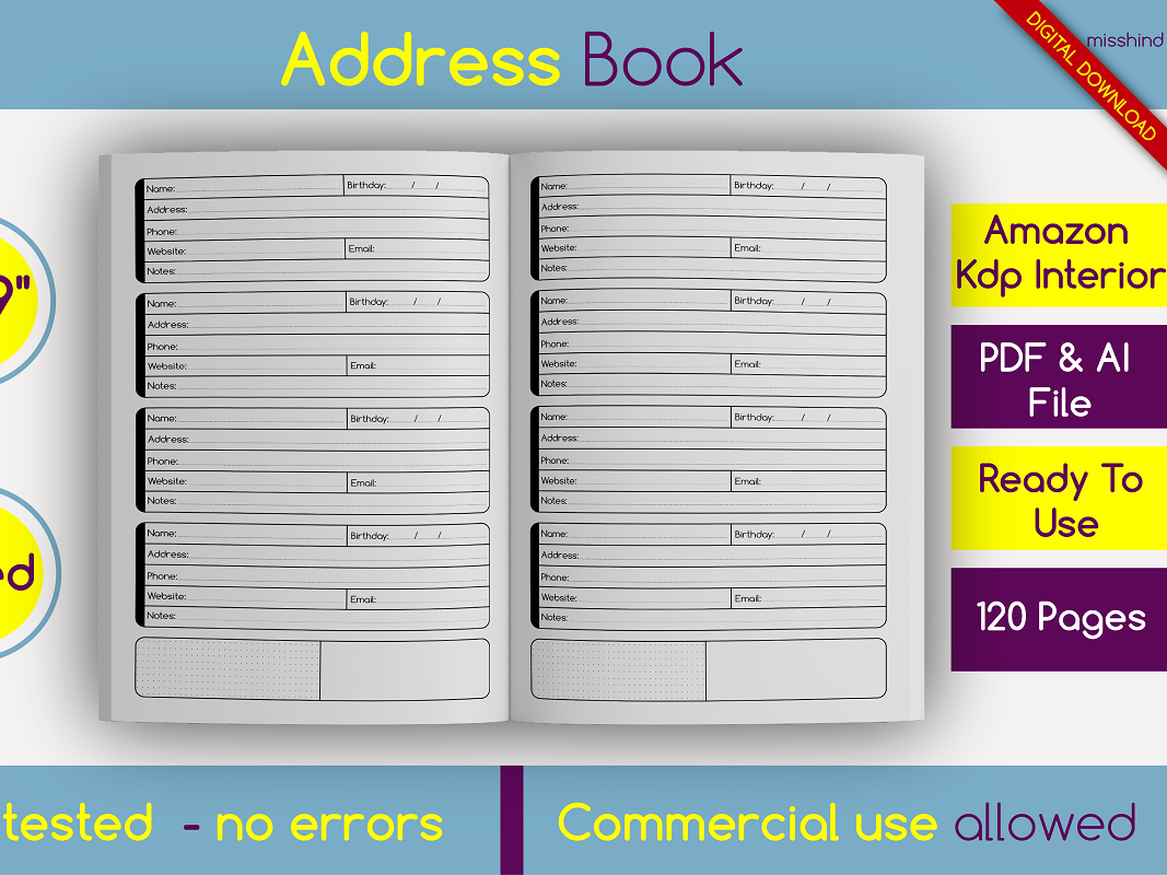 Address Book • KDP Interior by misshind on Dribbble