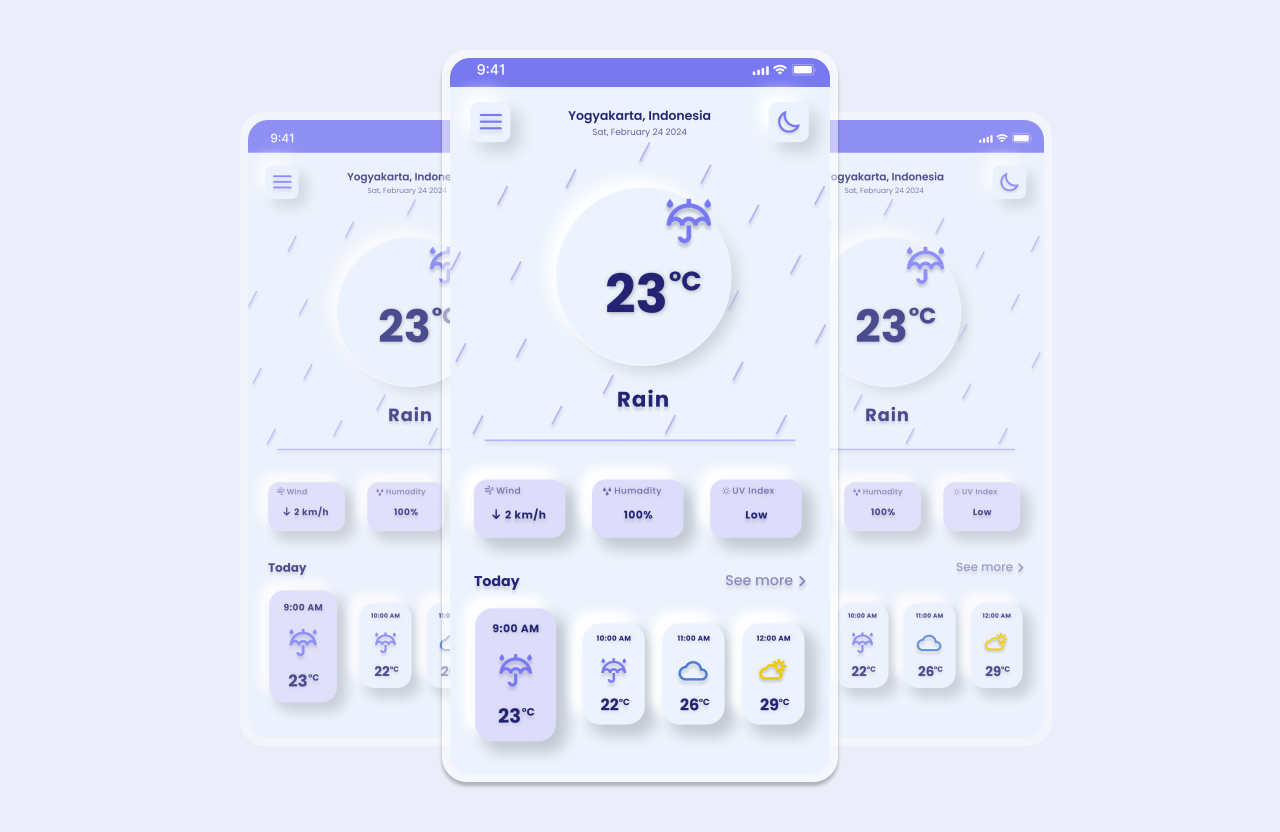 Neumorphism weather app by Triana Puspa Sari on Dribbble