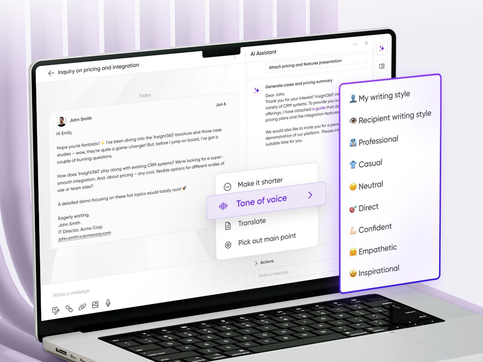 Personalized AI Text Generation - AI Email Assistant UX Concept by ...