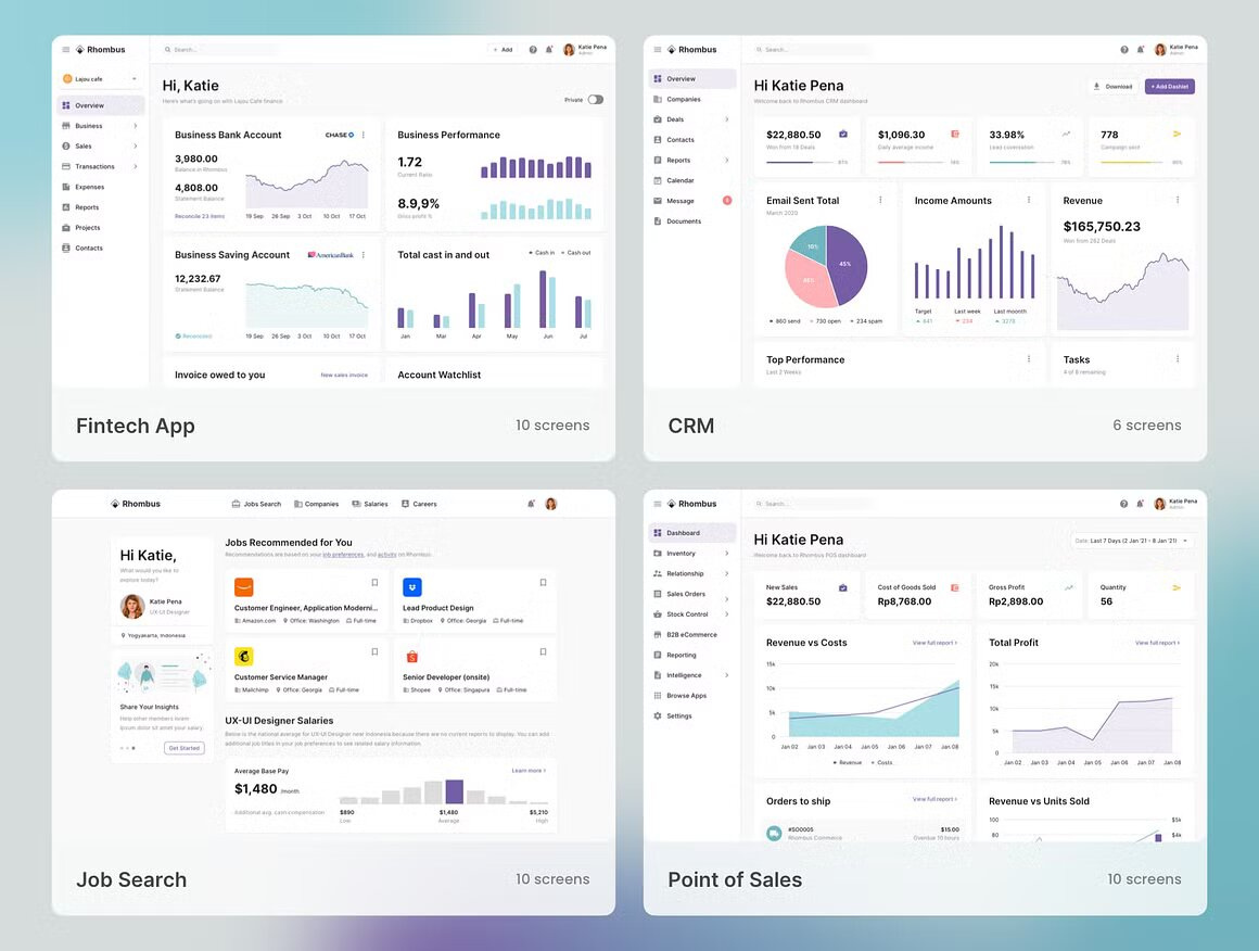 Rhombus Multipurpose Dashboard Kit by Design Laboratory on Dribbble