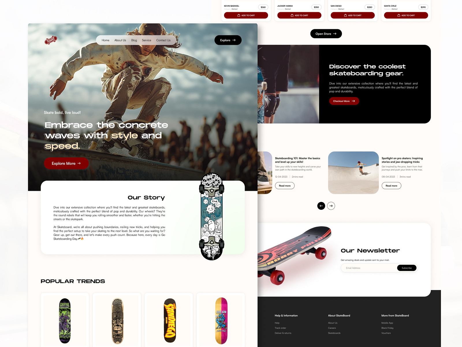 Skateboard Website by Praise Akobundu on Dribbble