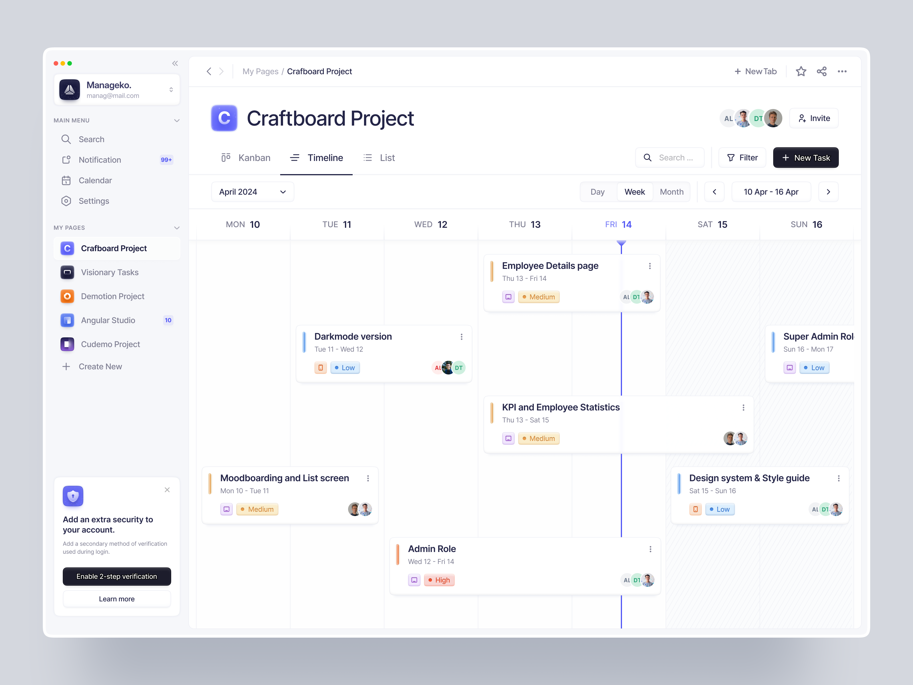 Timeline View - Task Management Dashboard by Ali Husni for Enver Studio ...